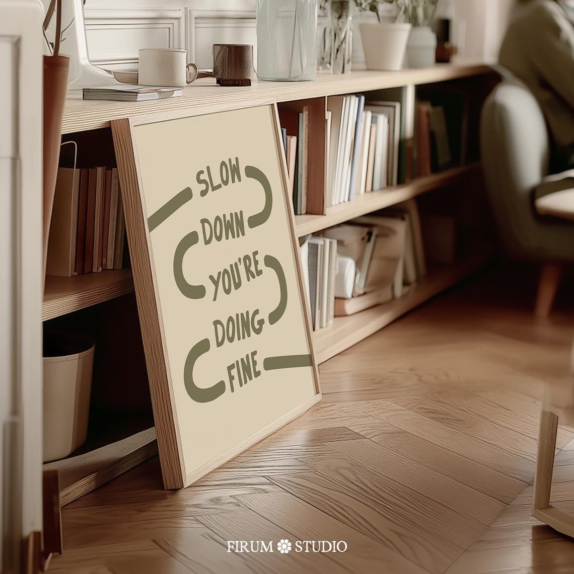 Motivational Sage Green Quote Wall Art, Minimalist Typography Print For ...