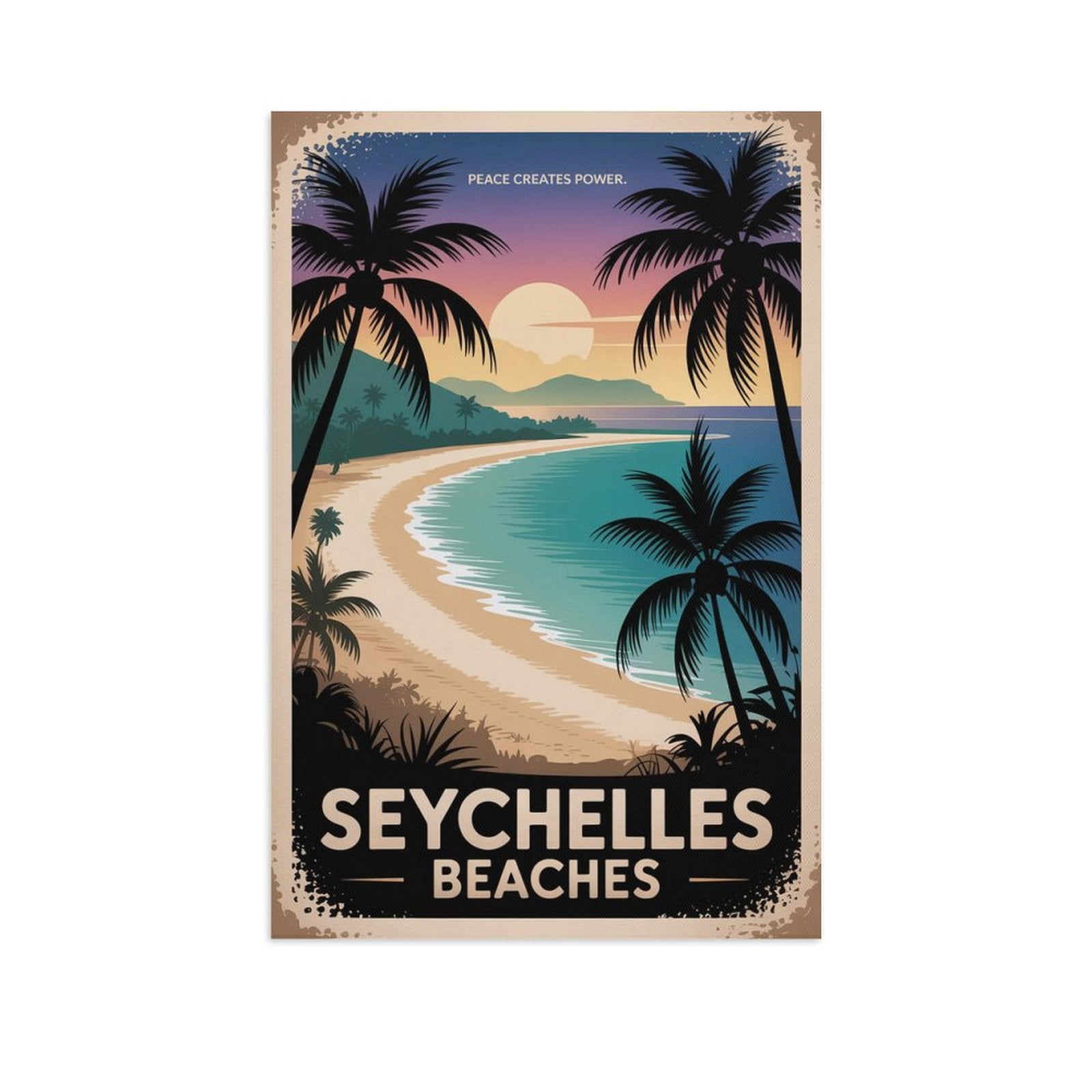 Motivational Seychelles Beaches Poster Retro Inspirational Vintage ...