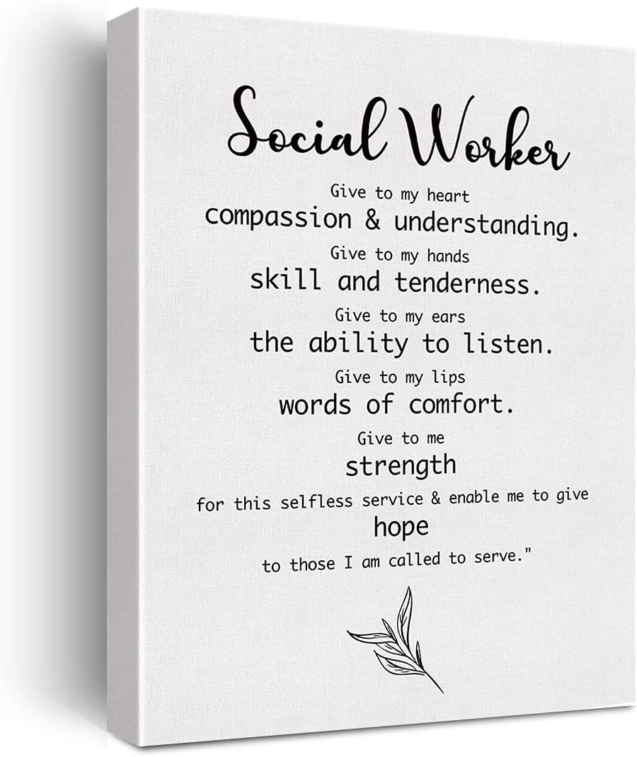 Motivational Social Worker Quote Poster Canvas Wall Art Painting Ready ...