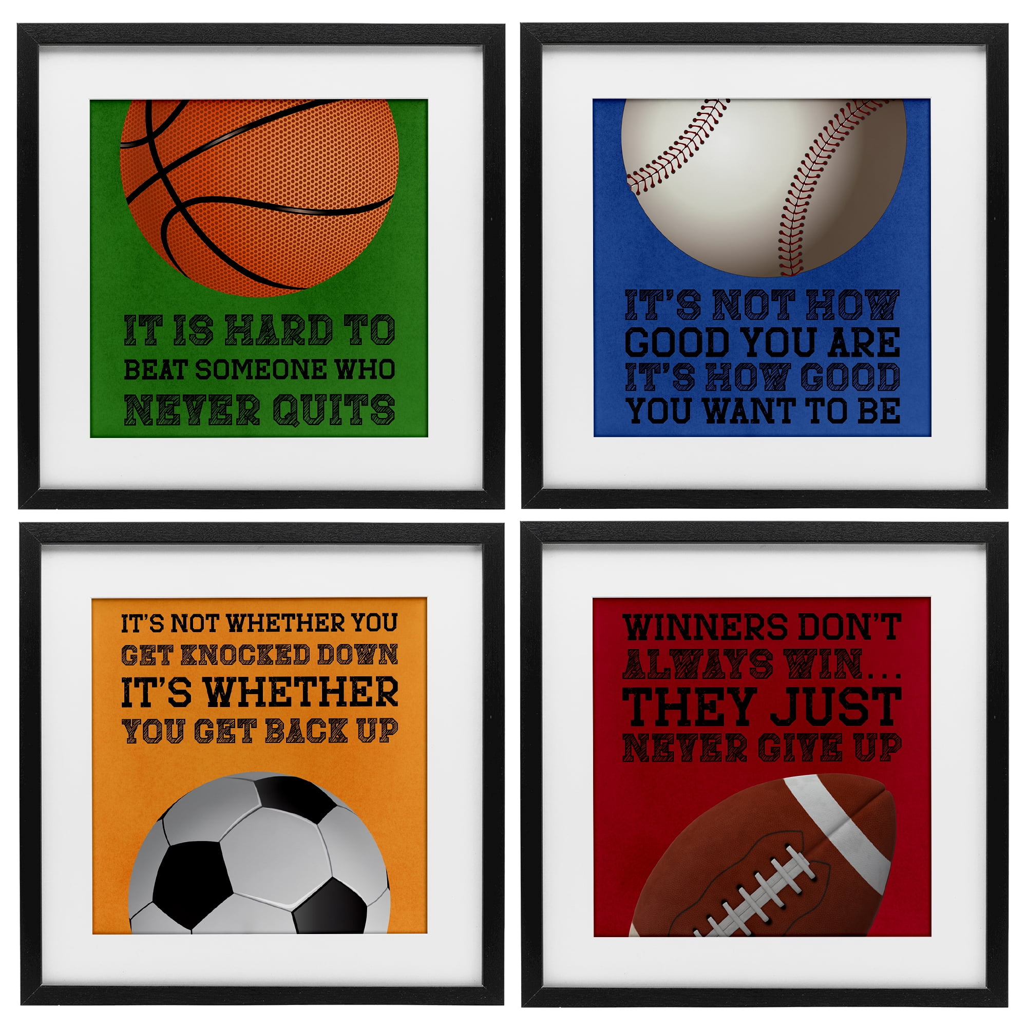 Motivational Sports Determination 4 Piece Black Framed Print Under ...