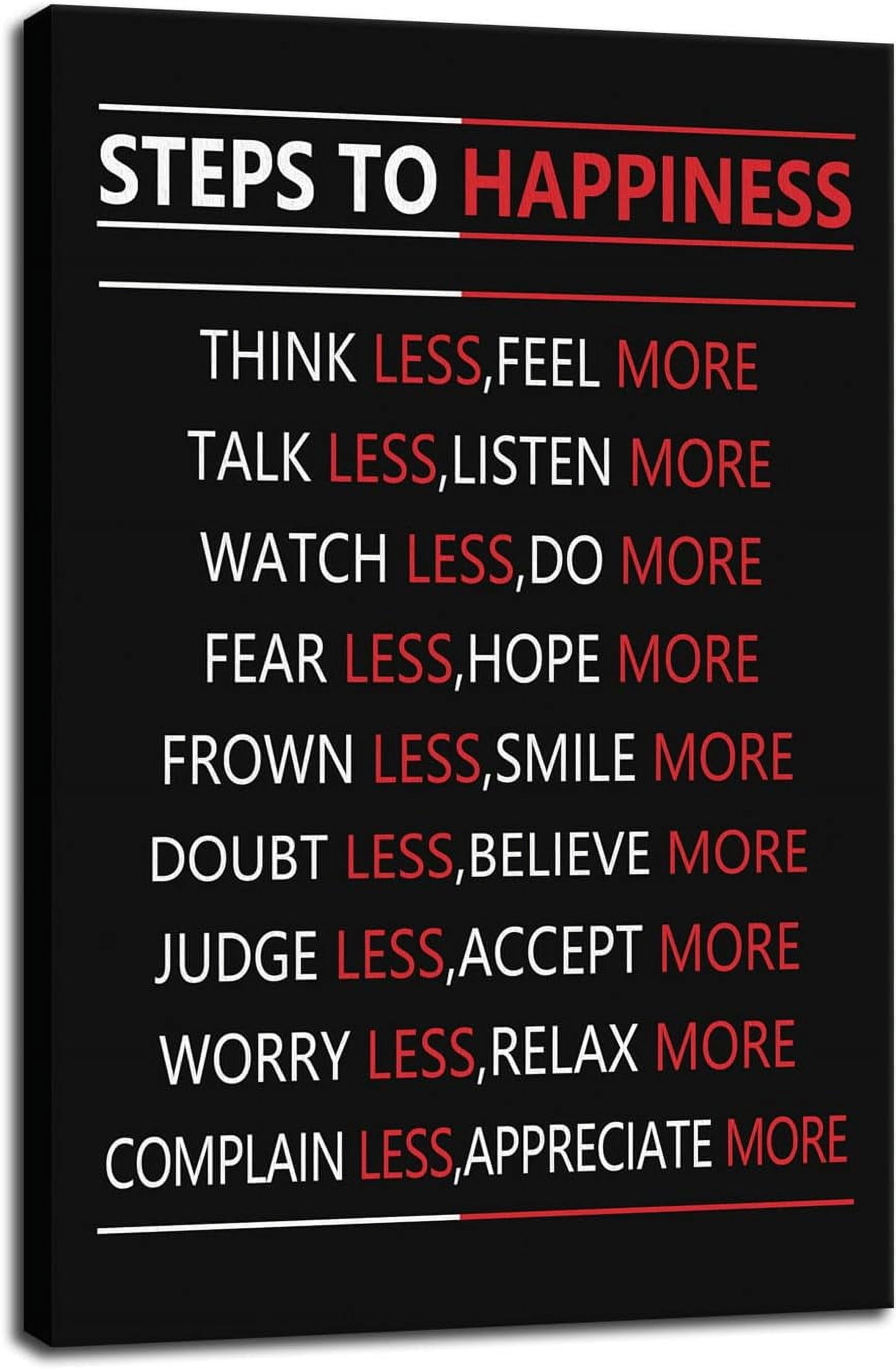 Motivational Steps For Happiness Wall Art for Office Inspiring Positive ...