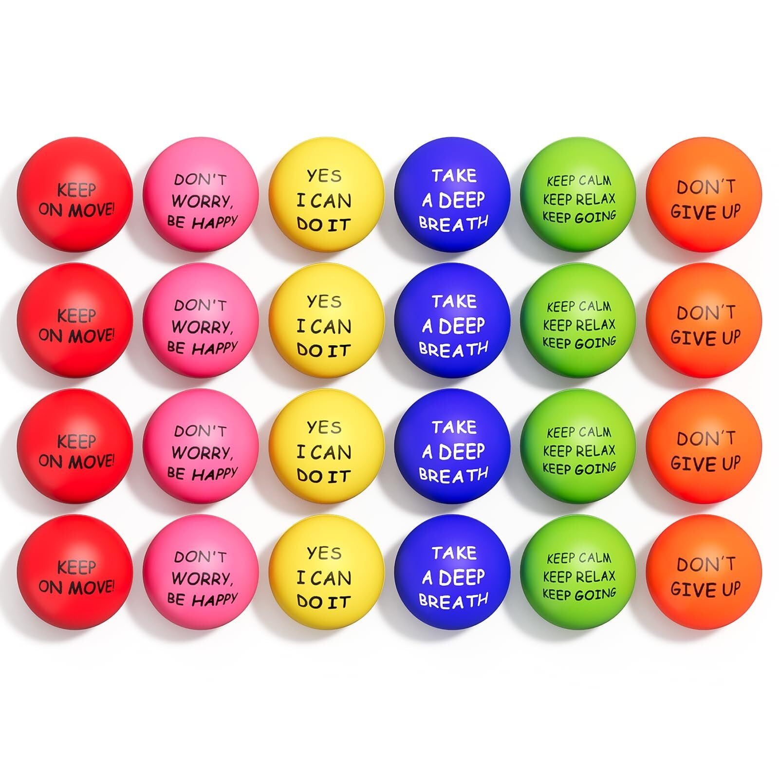 Motivational Stress Balls for Kids and Adults (24 Pack), Stress Relief ...