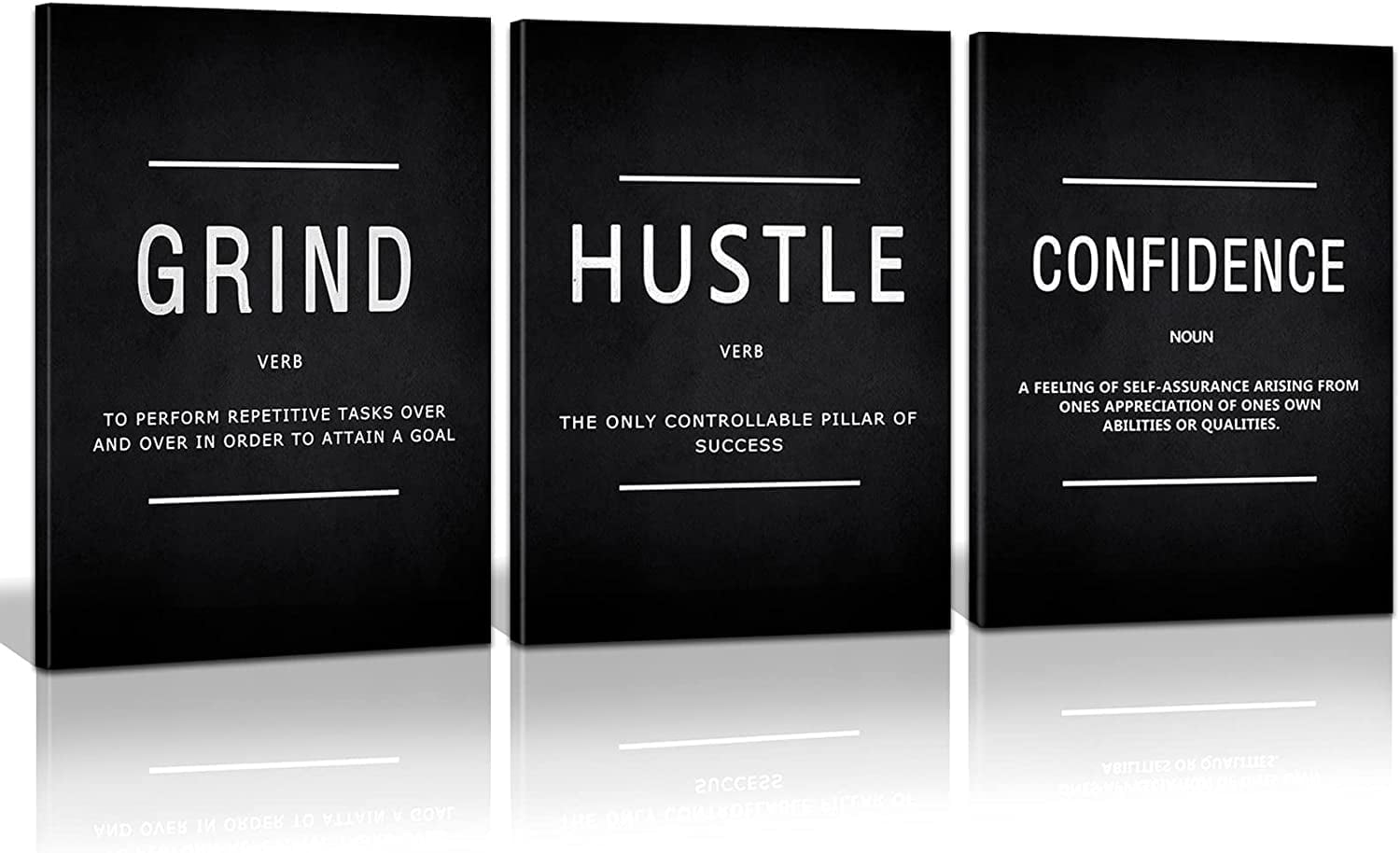 Motivational Success Canvas Wall Art, Grind Hustle Confidence Wall Decor Framed Inspirational ...