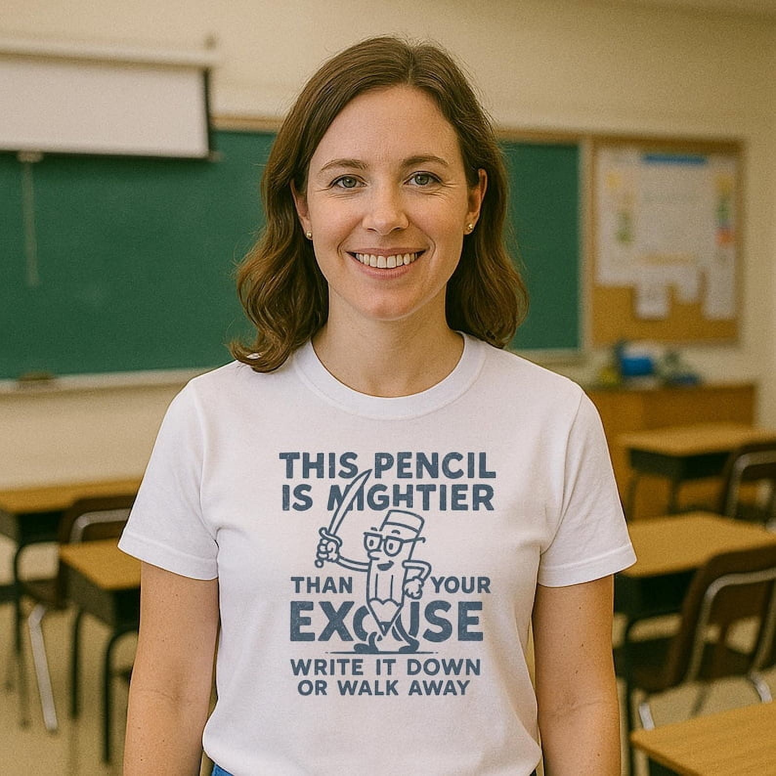Motivational Tee This Pencil Is Mightier Than Your Excuse Fun Gift For Students - Walmart.com