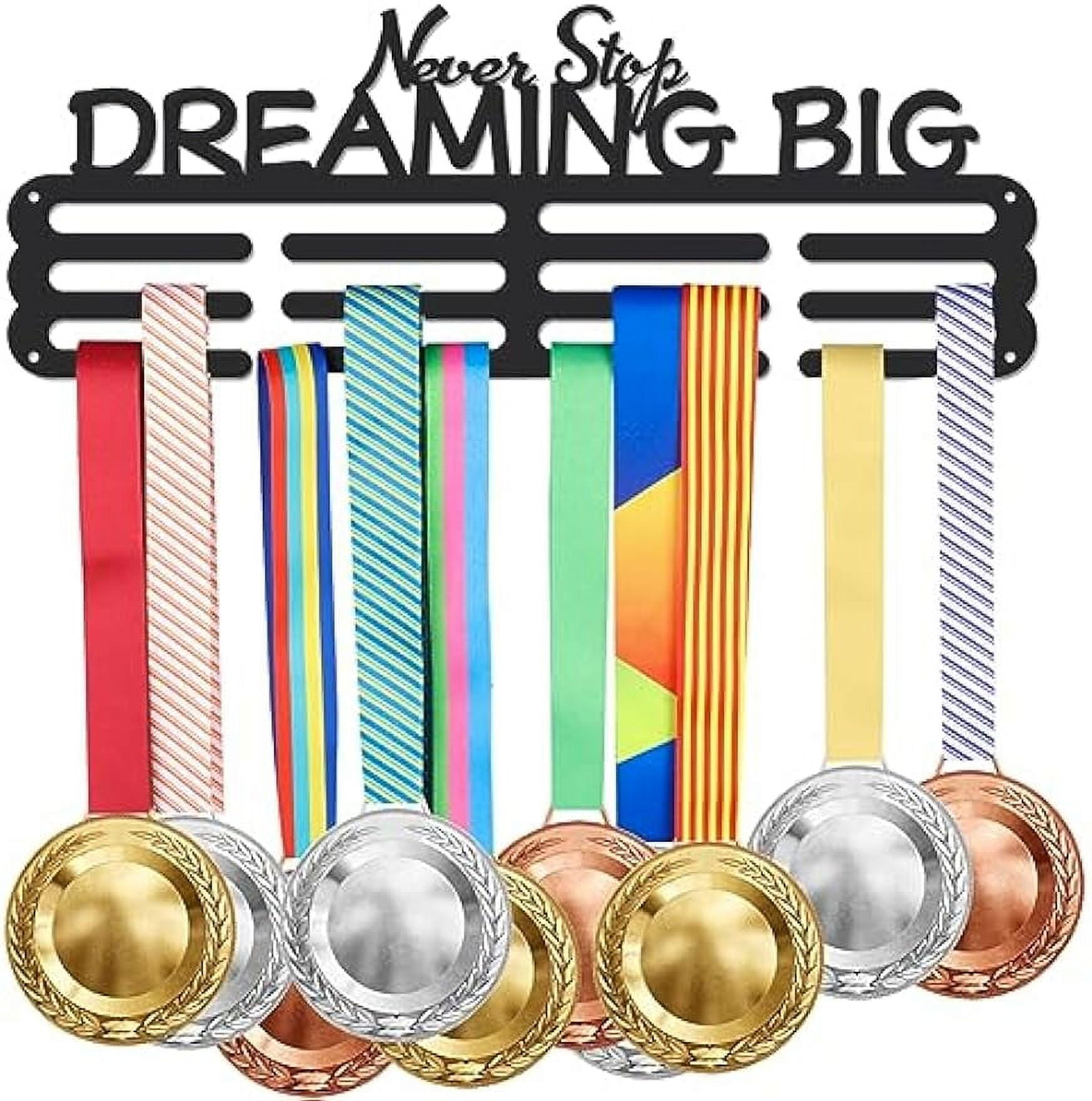 Motivational Text Medal Display Rack Never Stop Dreaming Big Medal ...