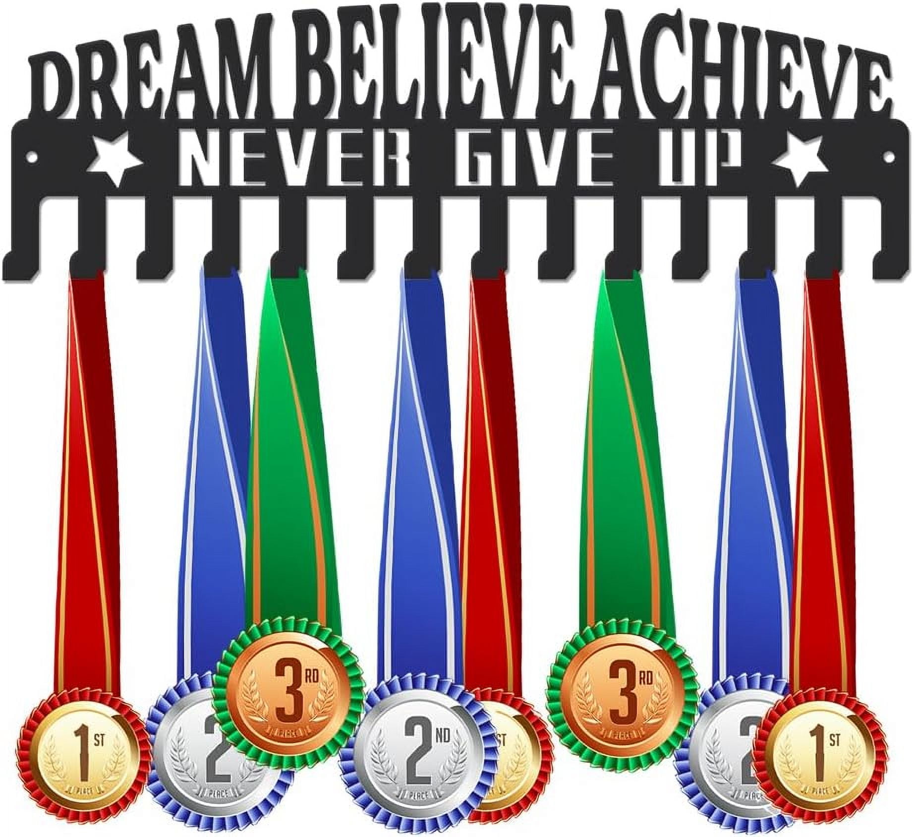 Motivational Text Medal Holder Dream Believe Achieve Medal Hanger Metal ...
