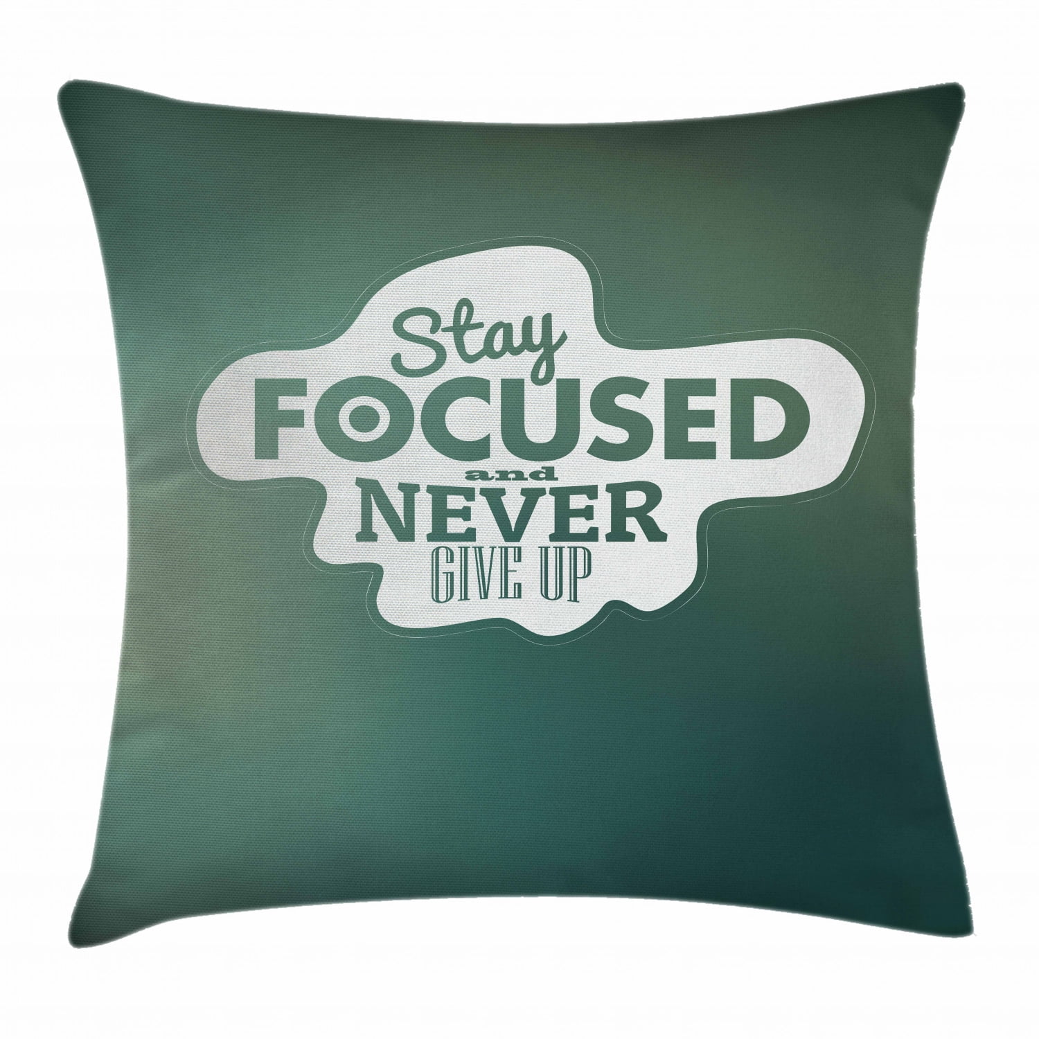 Motivational Throw Pillow Cushion Cover, Stay Focused and Never Give Up ...