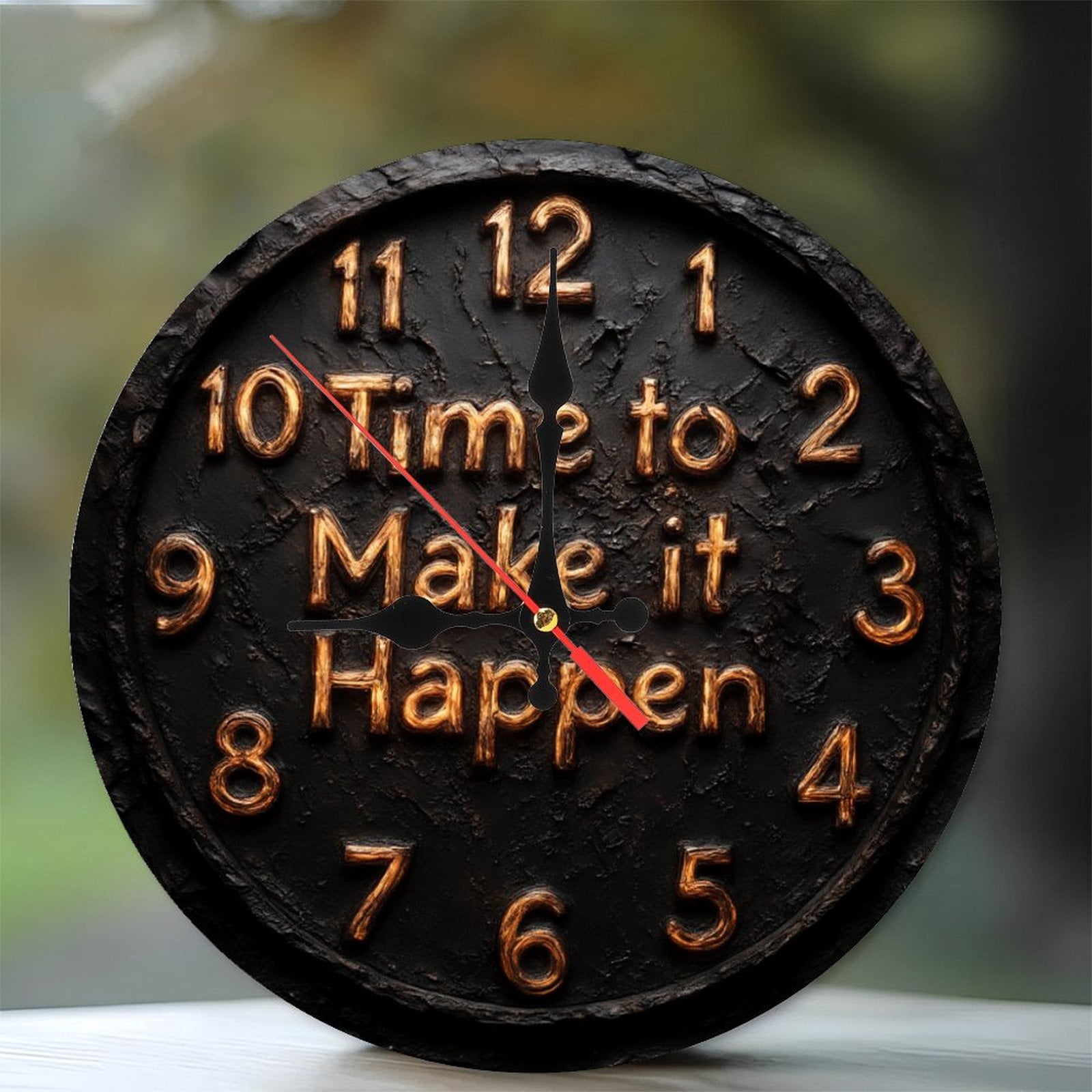 Motivational Time Clock Wall Decor Home Office 10-Inch Silent Wooden ...