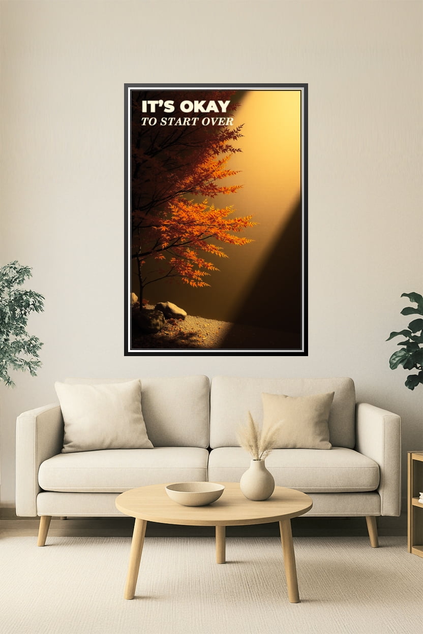 Motivational Tree Art Poster – 'It’s Okay to Start Over' Zen Nature ...