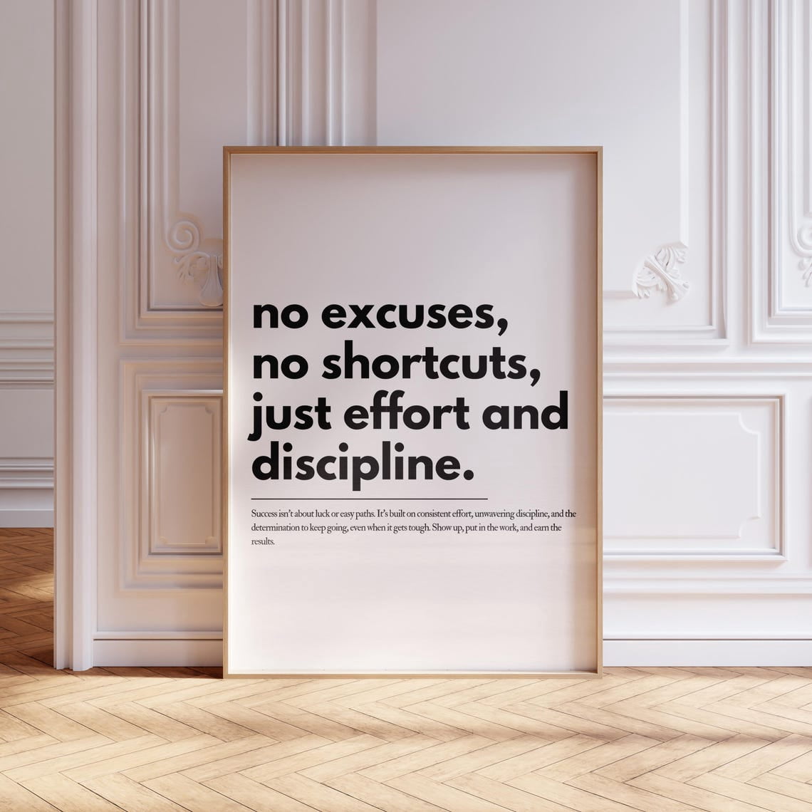 Motivational Typography No Excuses Office Wall Art, Unframed Paper ...