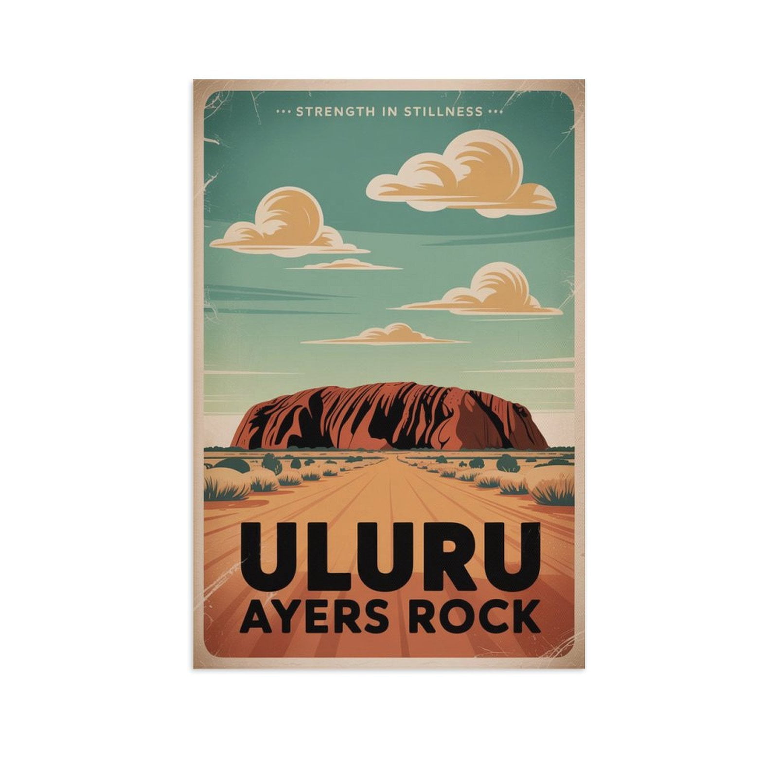 Motivational Uluru Ayers Rock Poster Retro Inspirational Vintage Travel ...