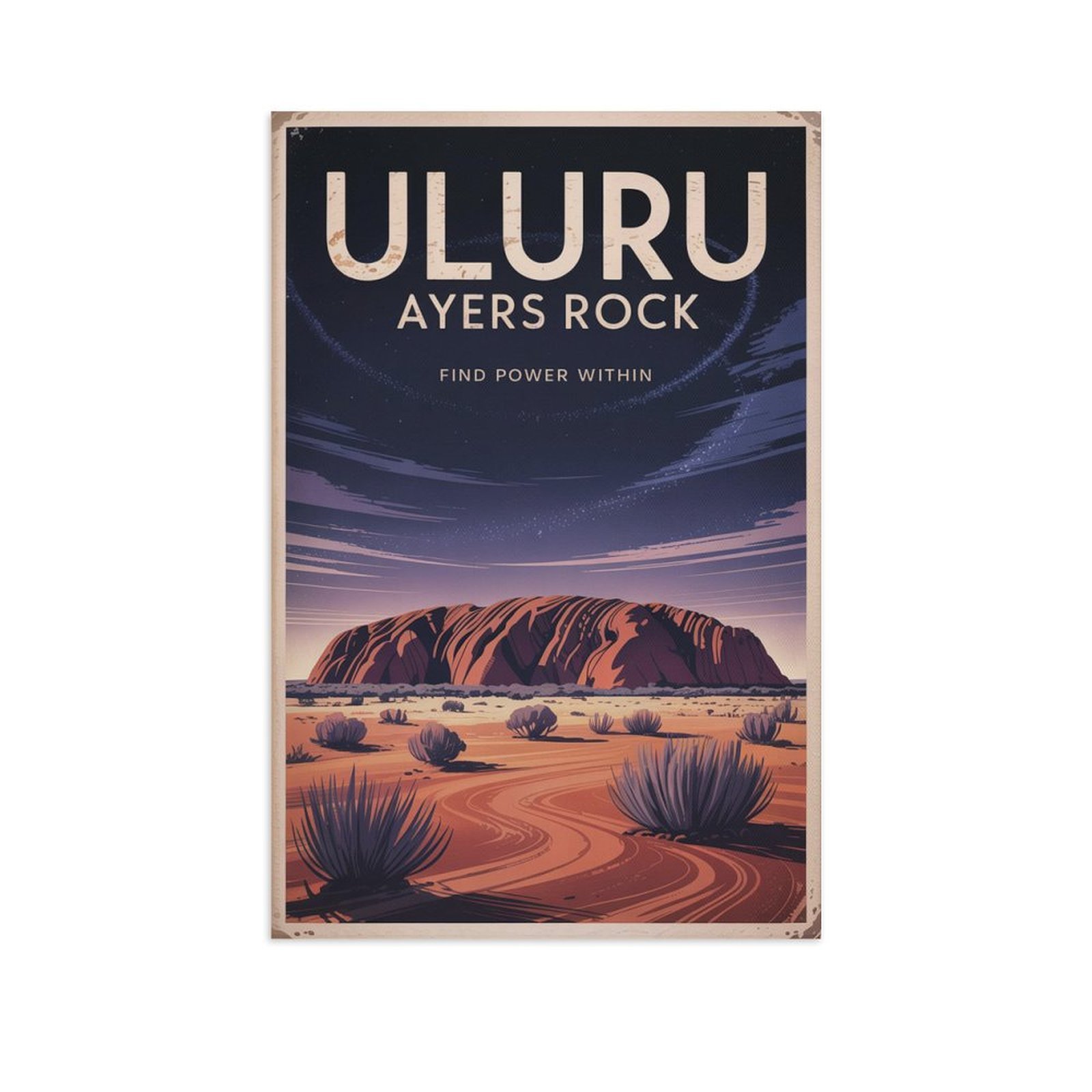 Motivational Uluru Ayers Rock Poster Retro Inspirational Vintage Travel ...