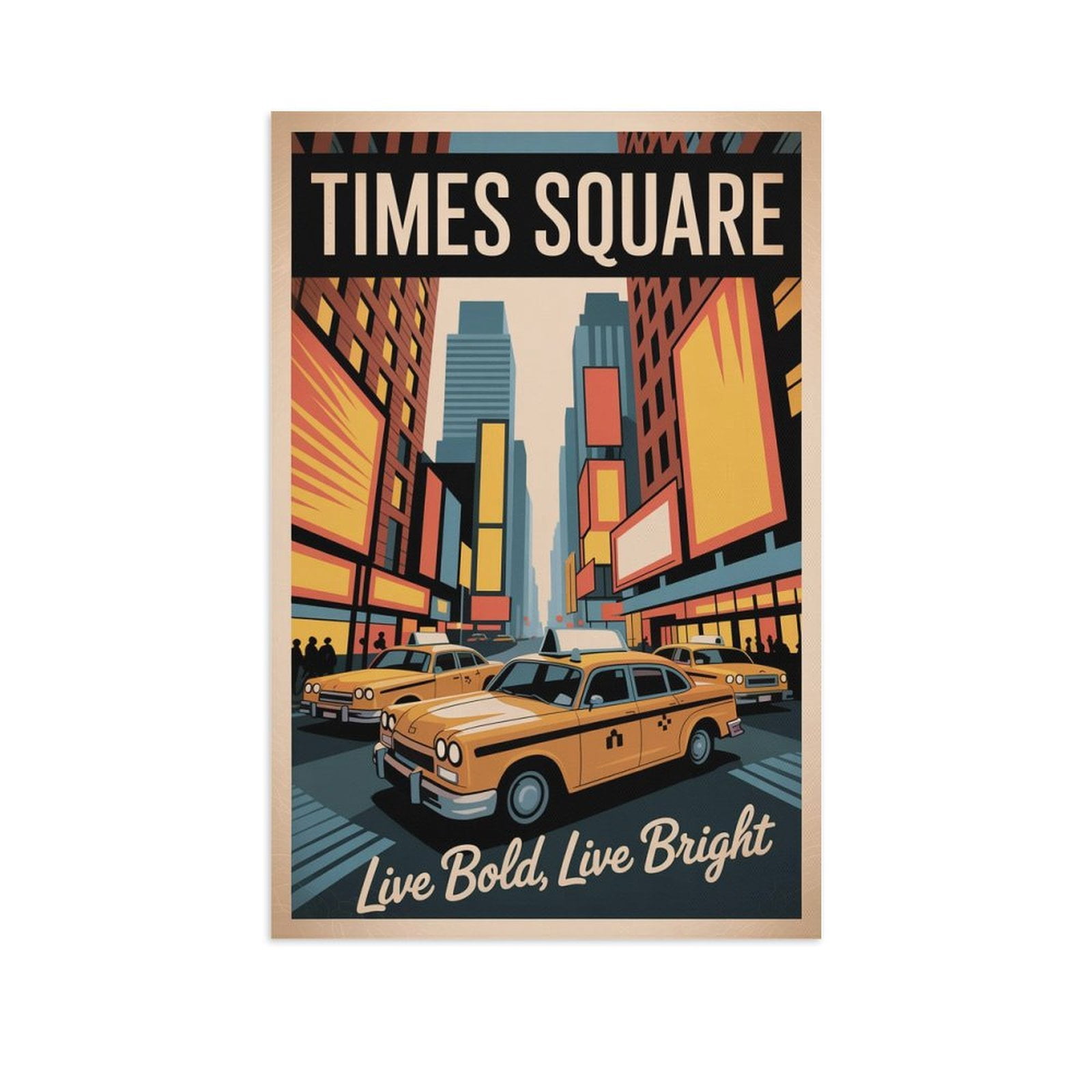 Motivational Vintage Retro Tourism Wall Art Times Square Inspirational ...