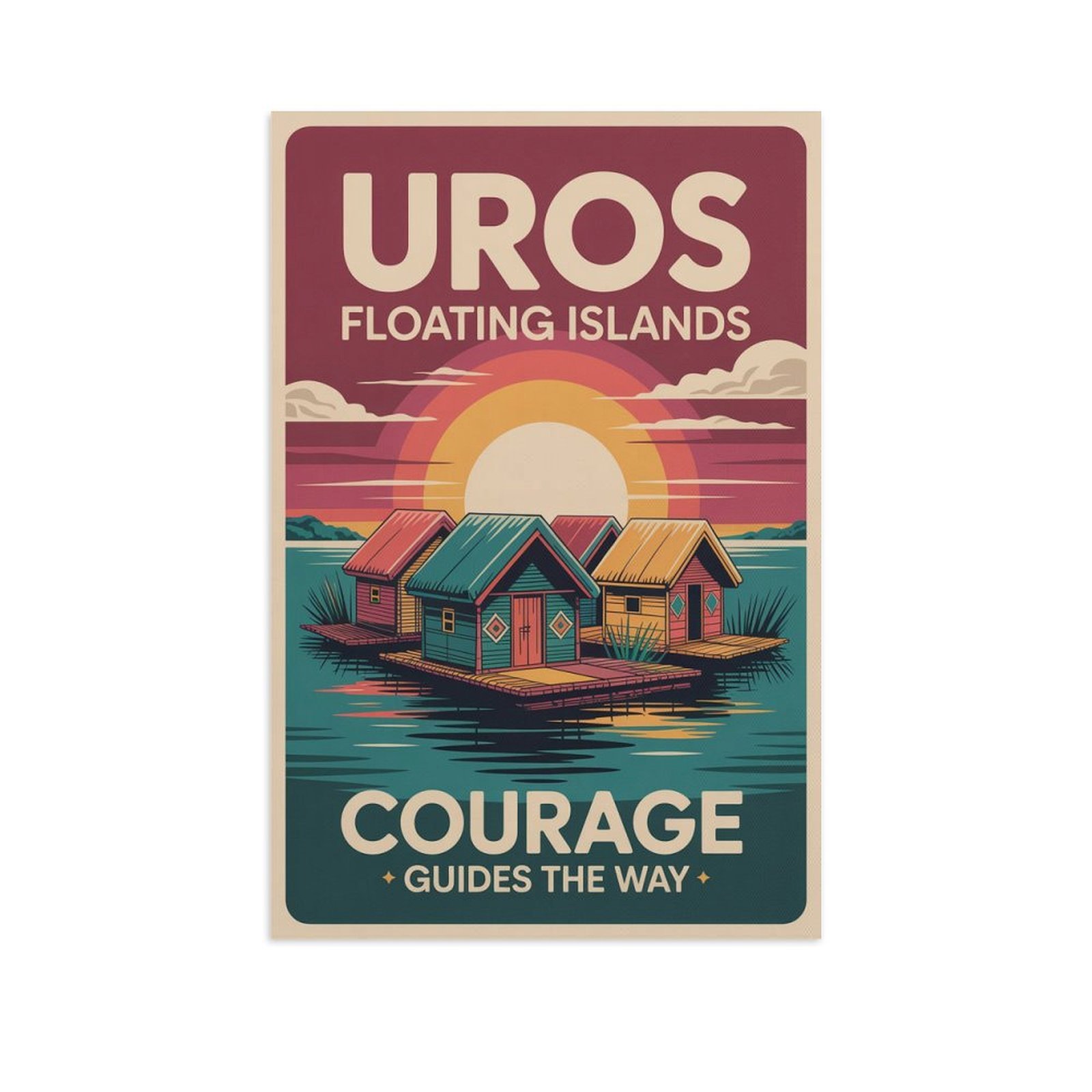 Motivational Vintage Travel Uros Floating Islands Inspirational Poster ...