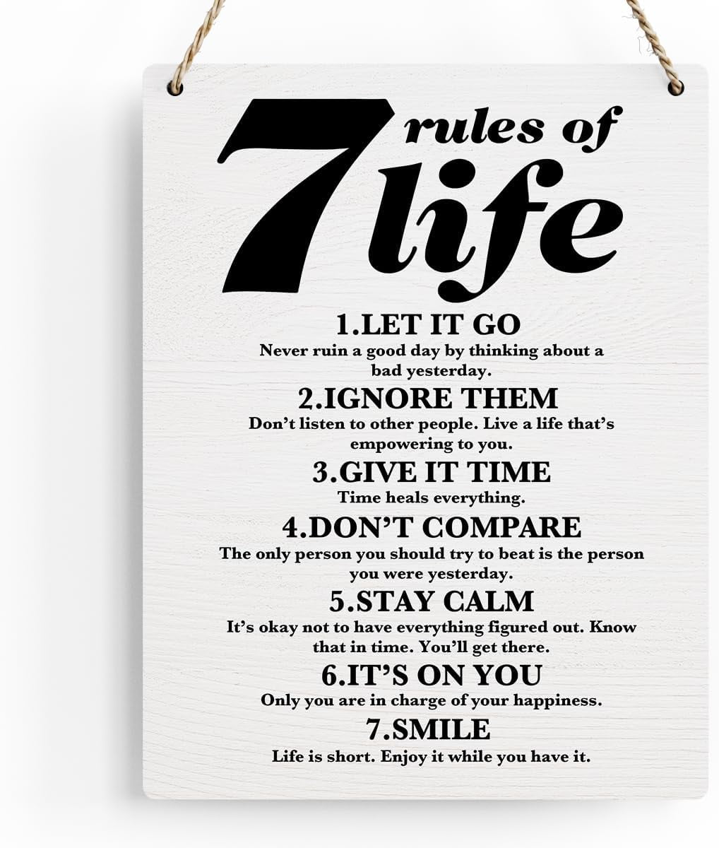 Motivational Wall Art 7 Rules of Life Quote Wall Decor Inspirational ...