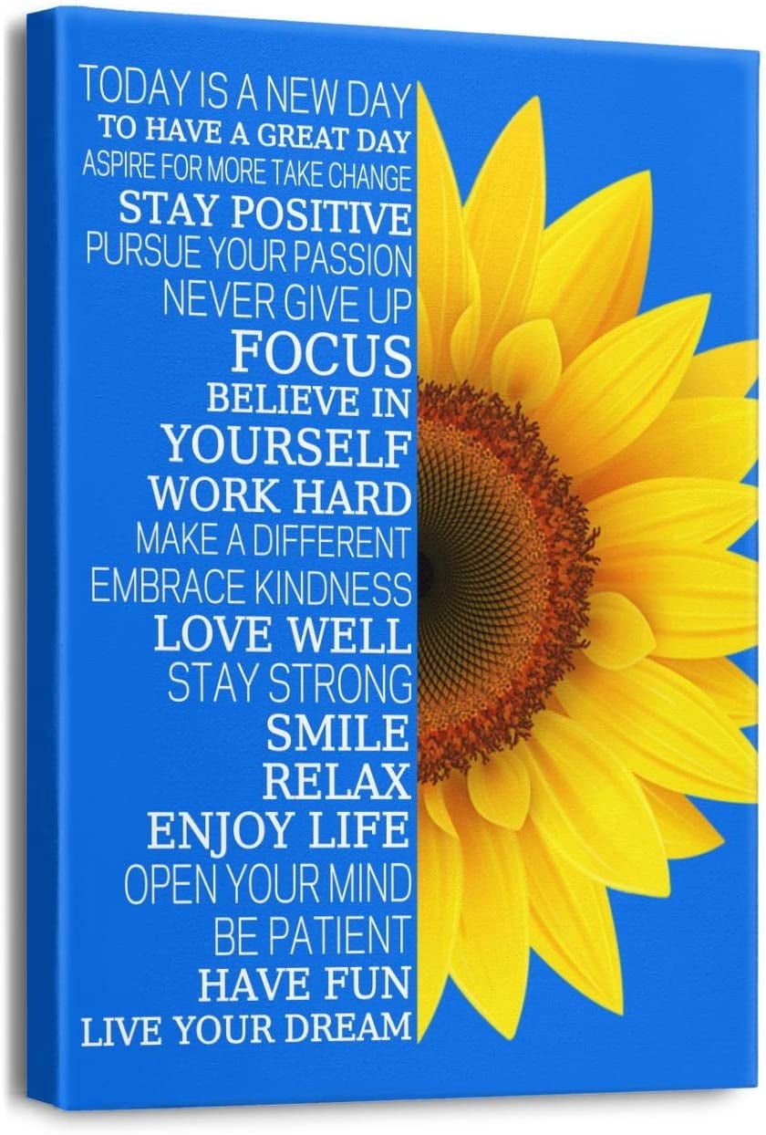 Motivational Wall Art Canvas Print Sunflower Wall Decor Framed ...
