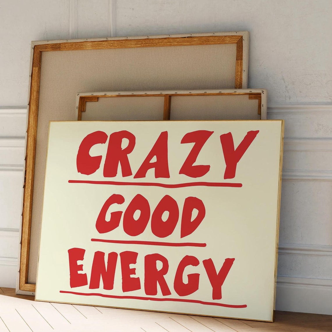 Motivational Wall Art - Crazy Good Energy Poster - Red Typography Print ...