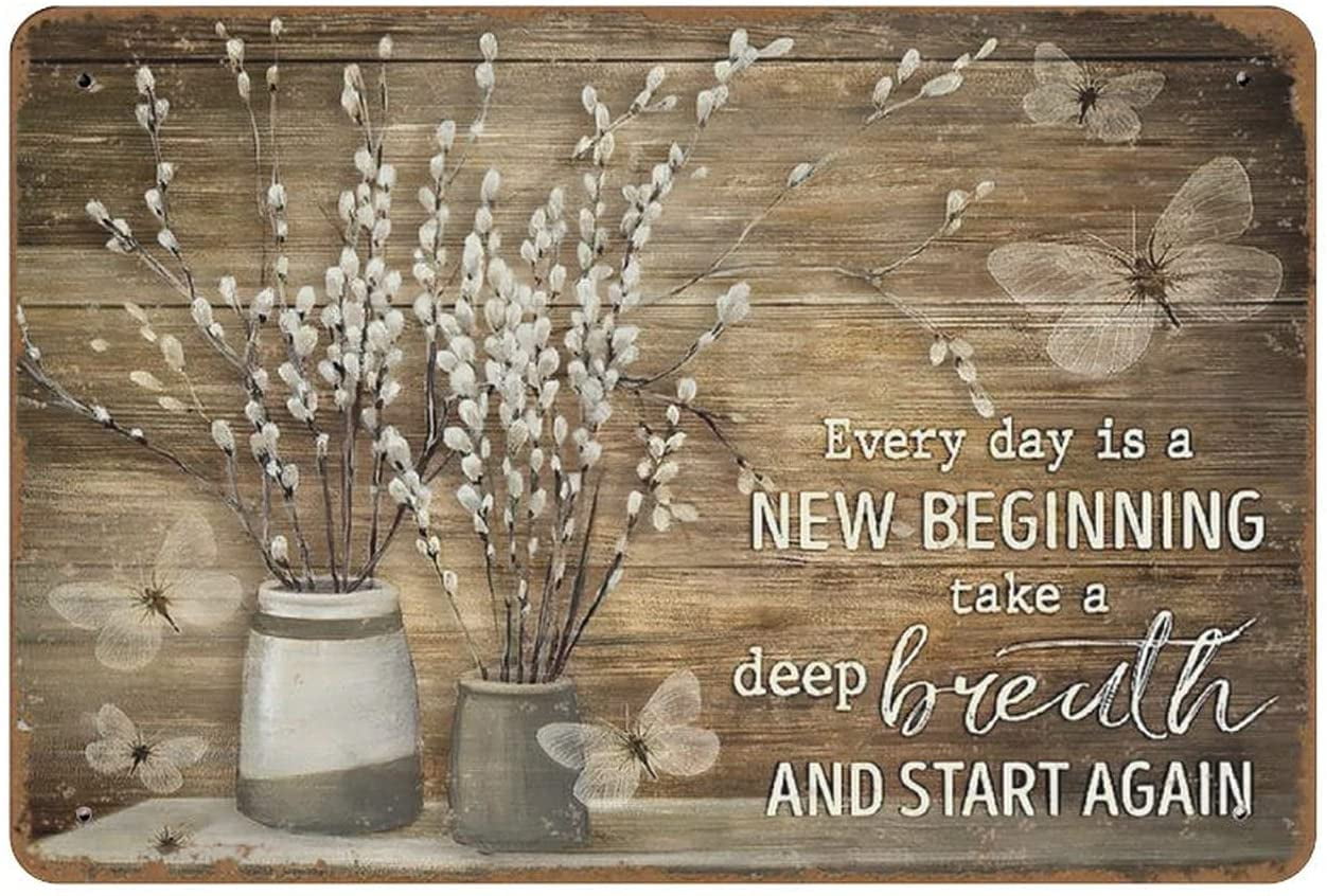 Motivational Wall Art Everyday Is A New Beginning Poster tin sign ...