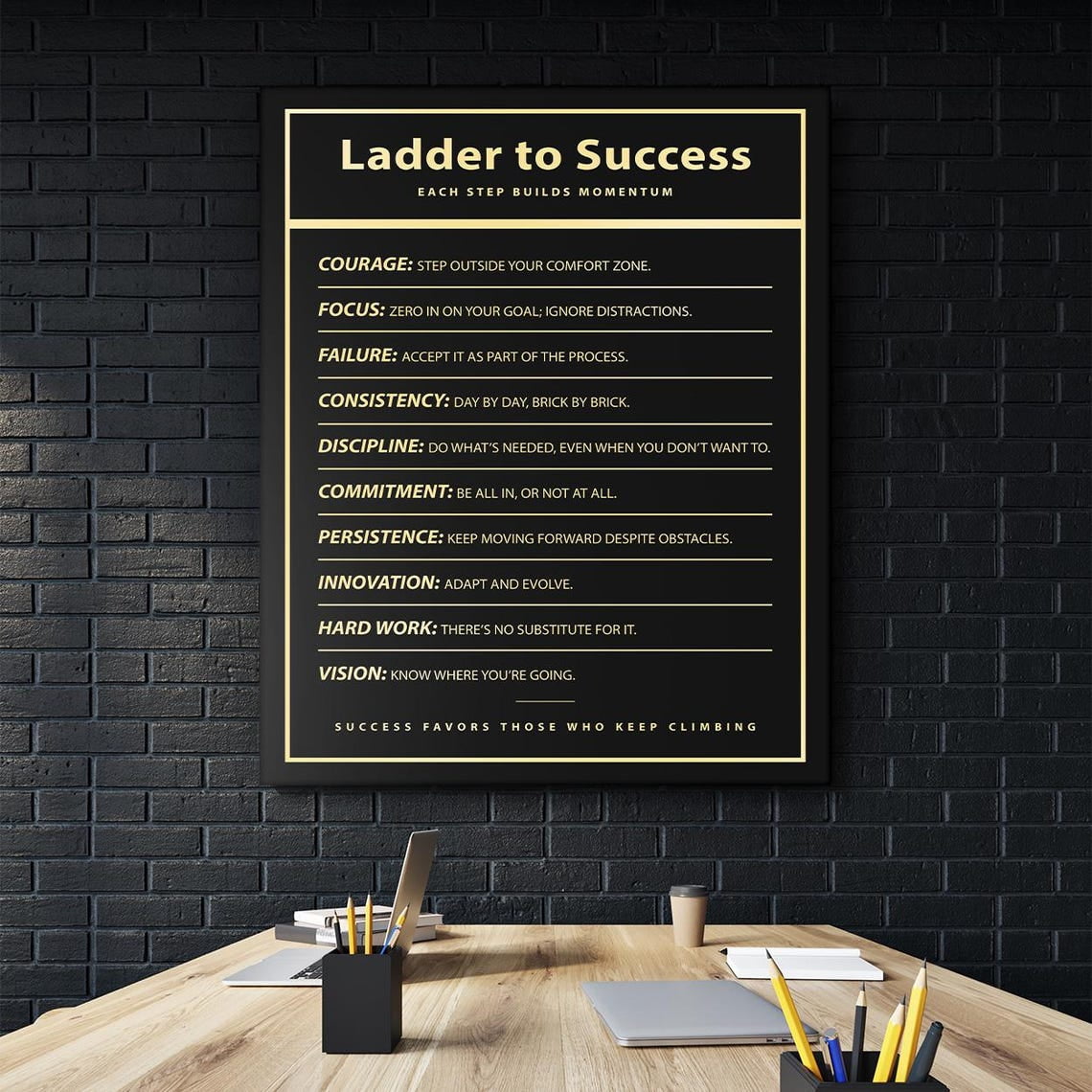 Motivational Wall Art, Ladder To Success Poster, Inspirational Office ...