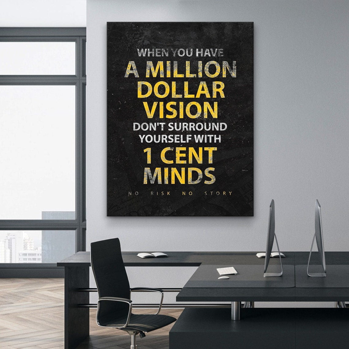 Motivational Wall Art, Million Dollar Vision Quote Poster, Entrepreneur ...