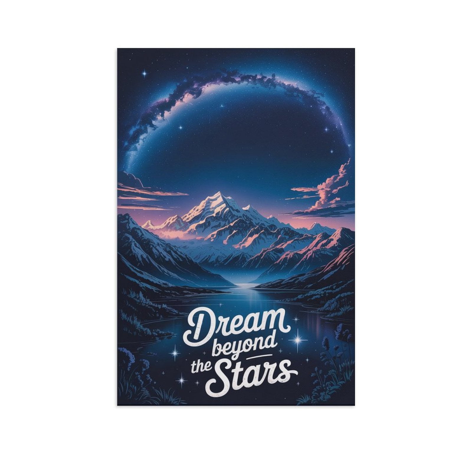 Motivational Wall Art Mount Cook Inspirational Travel Poster for ...