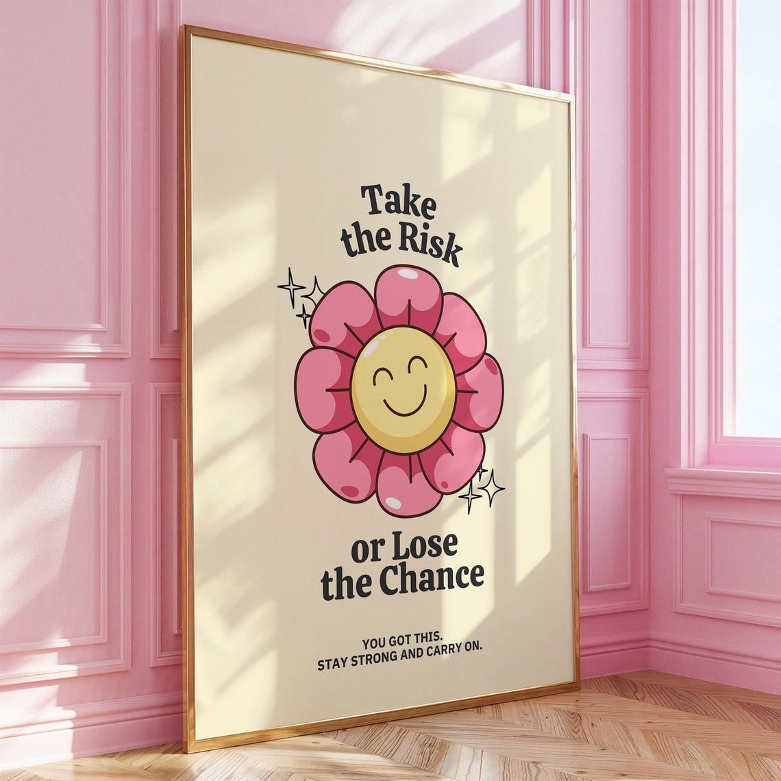 Motivational Wall Art Take The Risk Or Lose The Chance Poster Cute ...