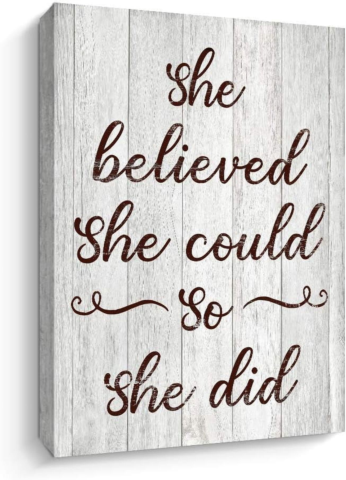 Motivational Wall Art for Women Girls - She Believe She Could So She ...