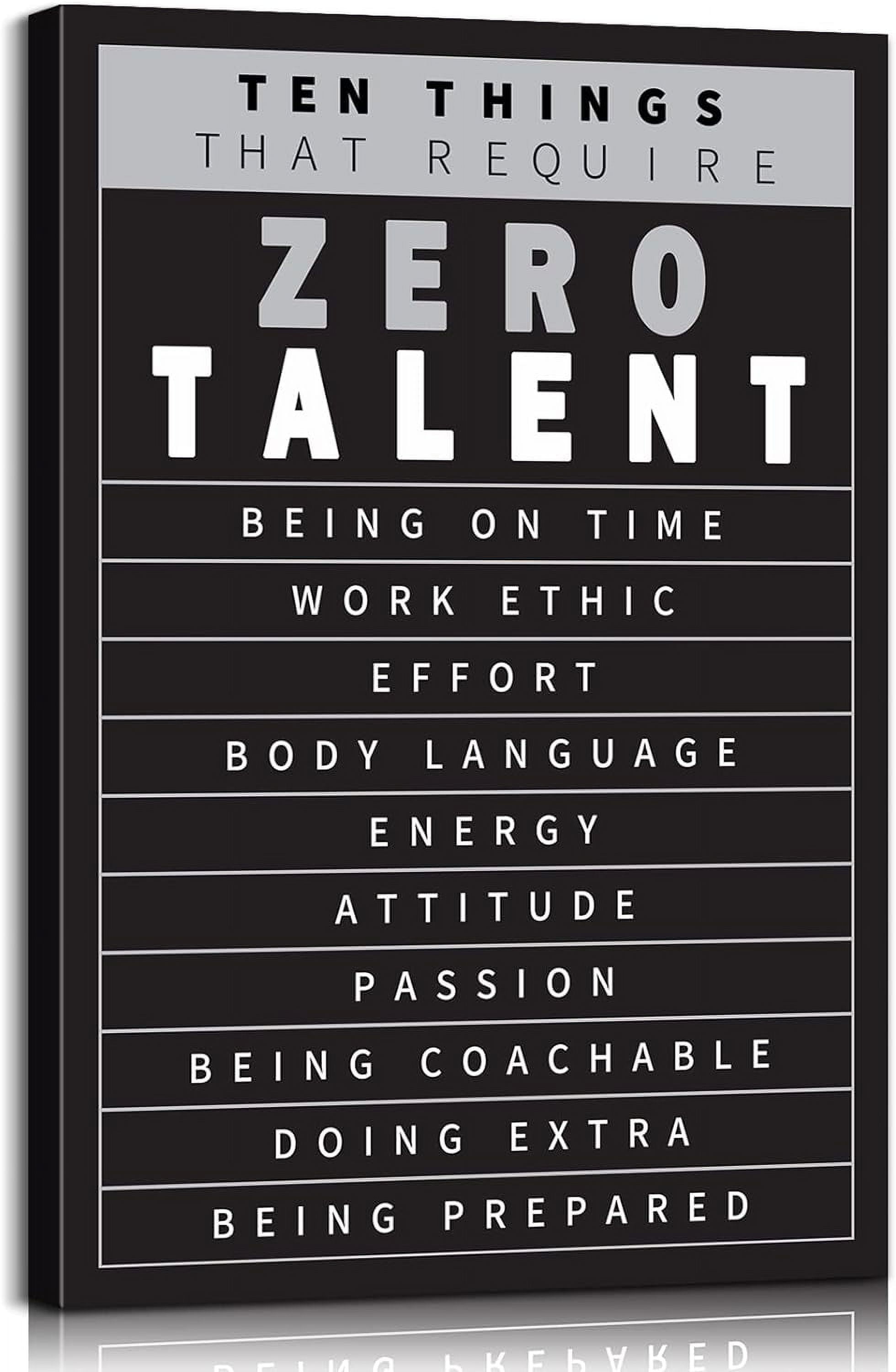 Motivational Wall Decor Inspirational Wall Decor 10 Things That Require Zero Talent Poster ...