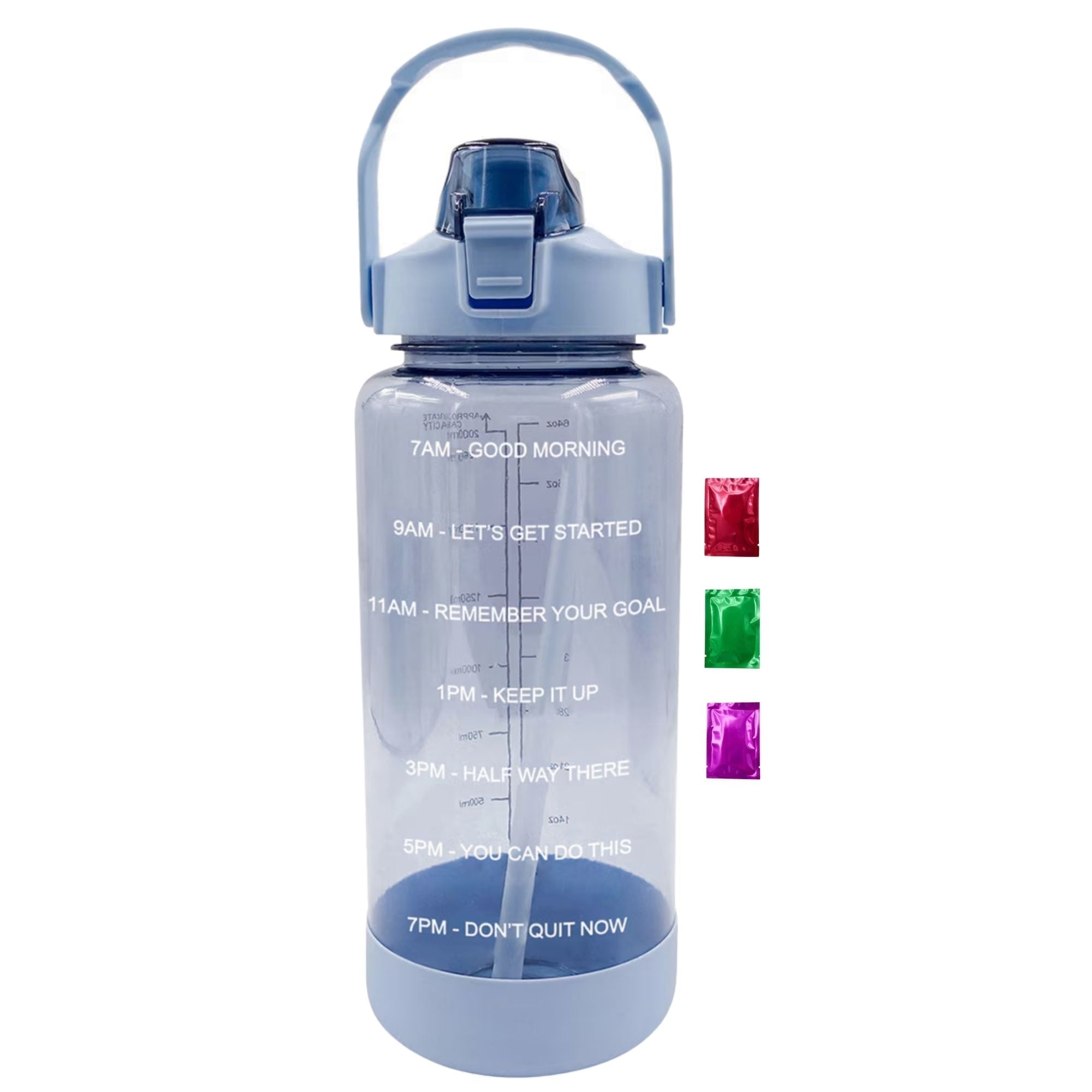 Motivational Water Bottle with Time Marker Straw and Handle 64 Oz 1 ...