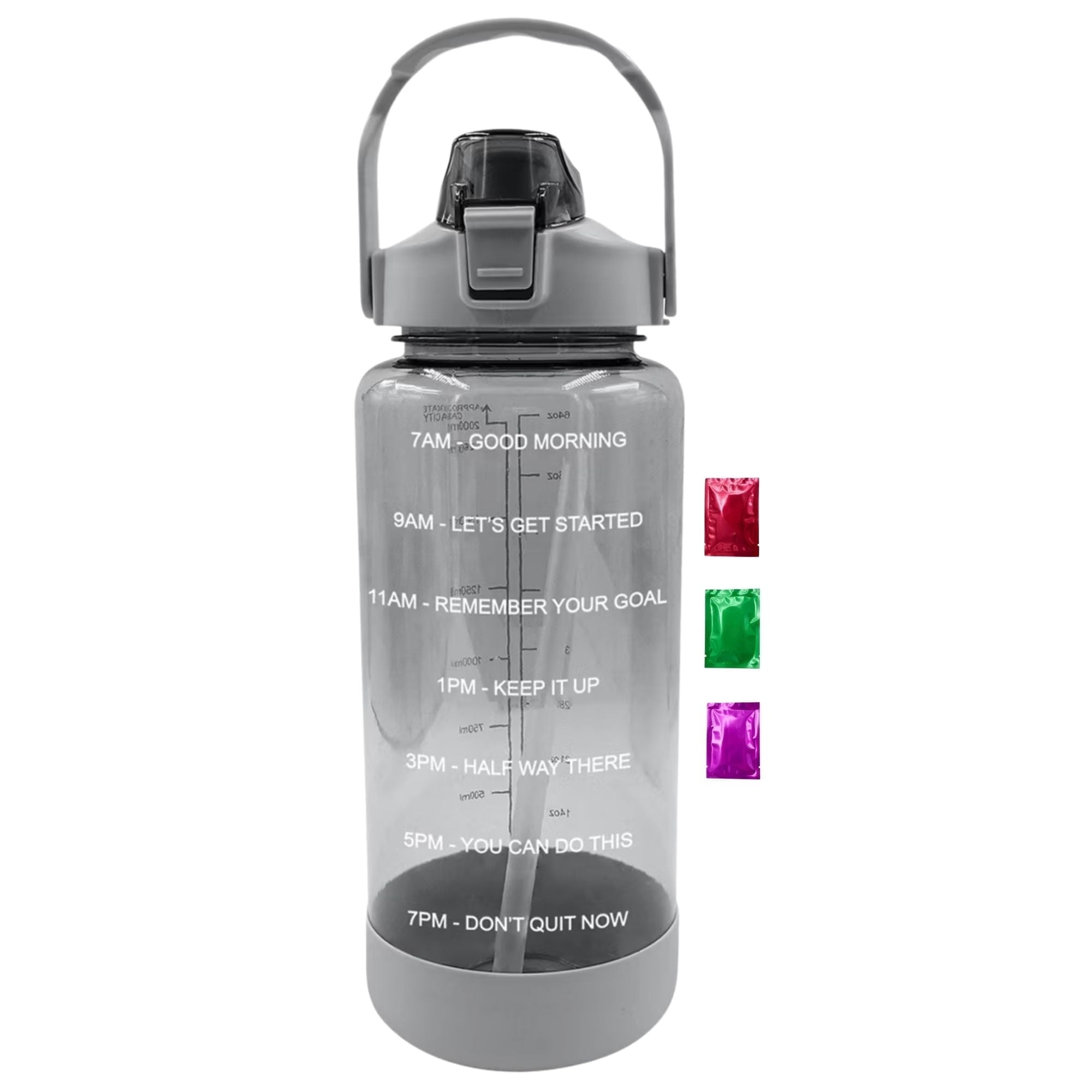 Motivational Water Bottle with Time Marker Straw and Handle 64 Oz 1 ...