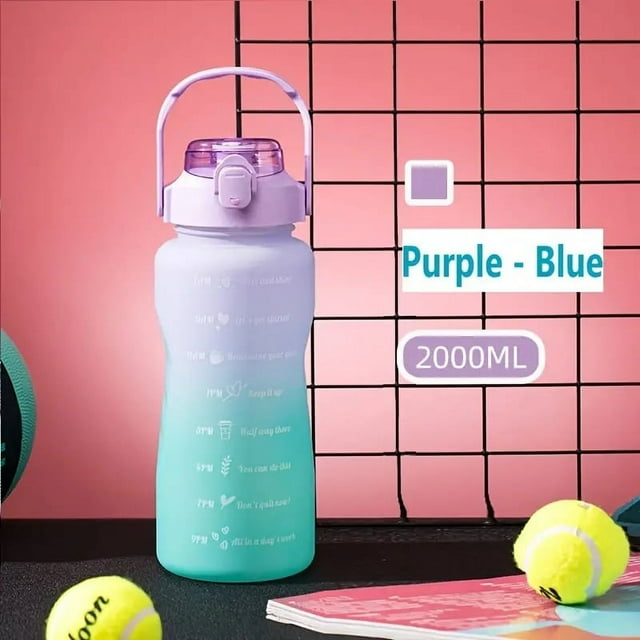 Motivational Water Bottle with Time Markings and Straw - 64oz Half Gallon Water Jug with Handle ...