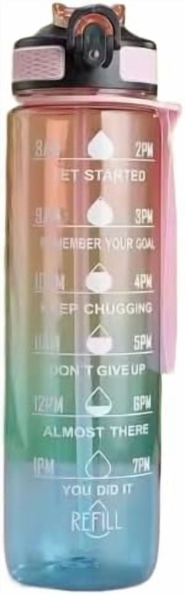 Motivational Water Bottle with Time Markers, 32 oz, Gradient Colors ...