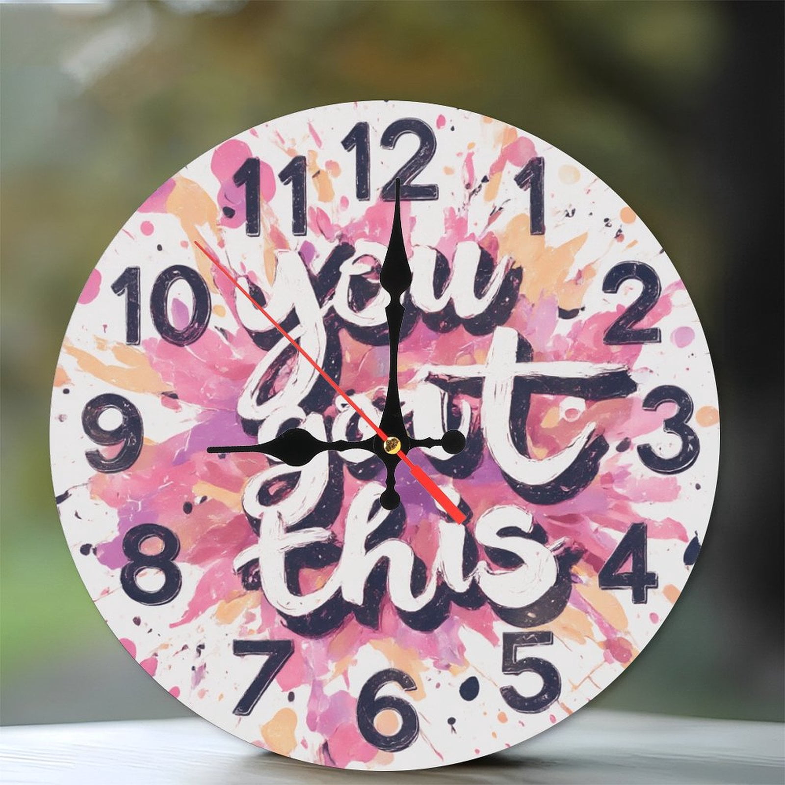 Motivational Watercolor Splash Clock Wall Decor You Got This 10-Inch ...