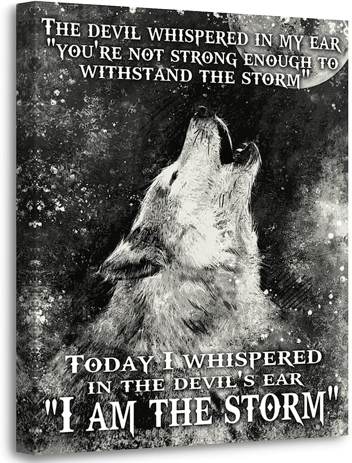 Motivational Wolf Wall Art Inspirational I Am The Storm Quotes Canvas ...