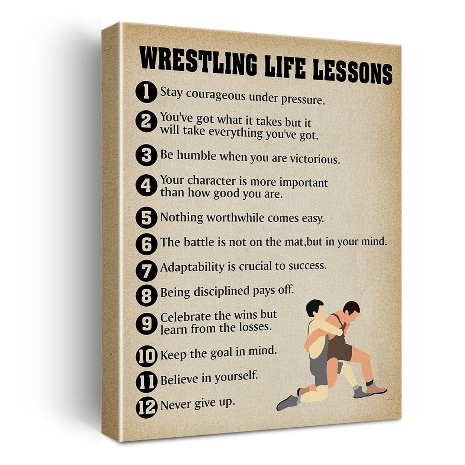 Motivational Wrestling Life Lessons Wall Decor Art Retro Sports Canvas ...