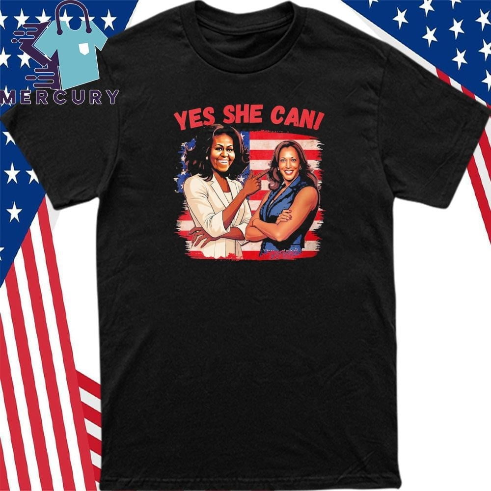 Motivational Yes She Can Michelle Obama Kamala Harris Unisex Shirt ...