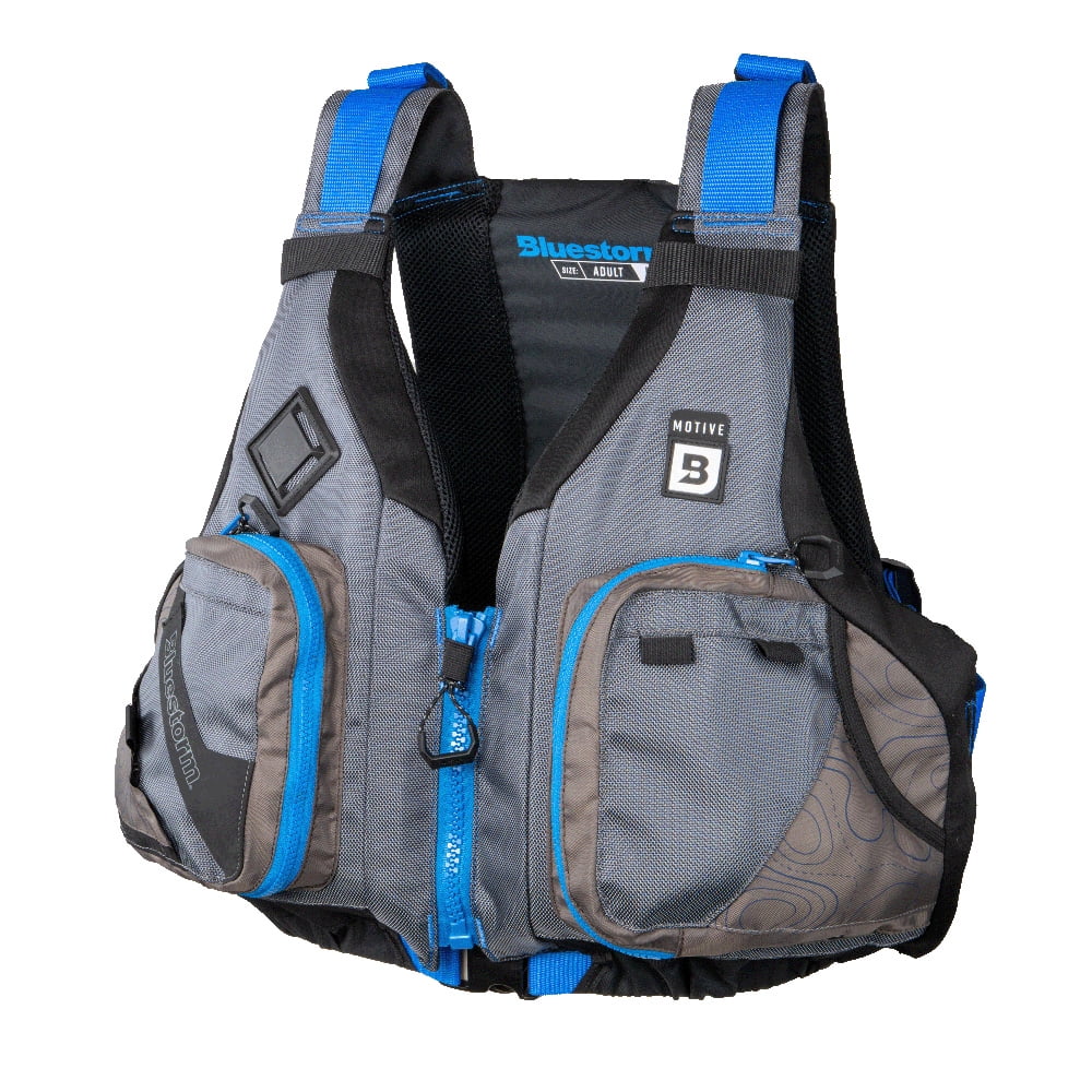 Blue Storm Motive Kayak Fishing Vest, Deep Blue, Breathable Mesh, L/XL ...