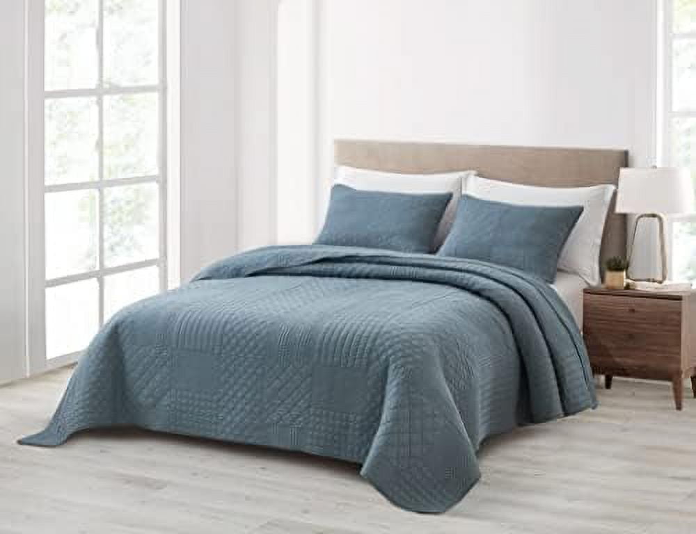 Motley 3-Piece Classic Geometric Patchwork Embroidered Quilt Set - Pre ...