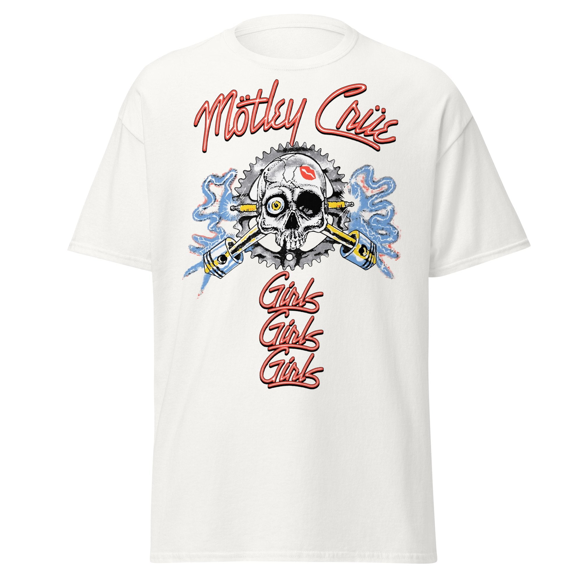Motley Crue Girl's Skull Jumbo Print Unisex T-Shirt - White - Extra ...