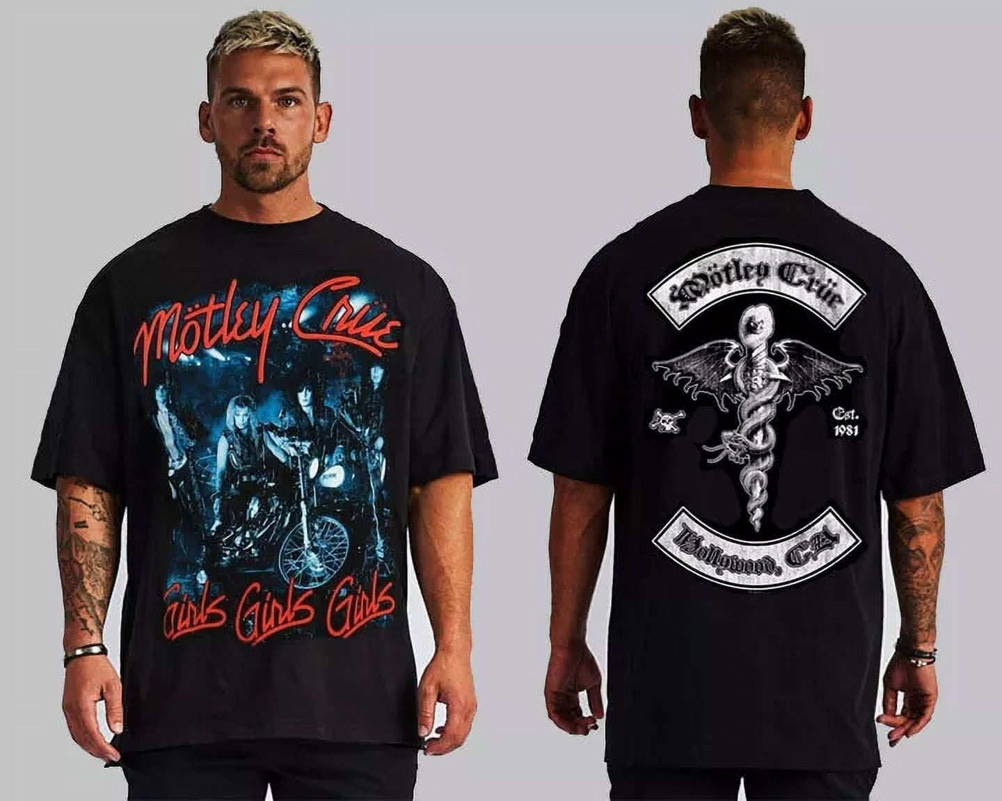 Motley Crue Girls Girls Front And Back Print Hard Rock Black T Shirt ...