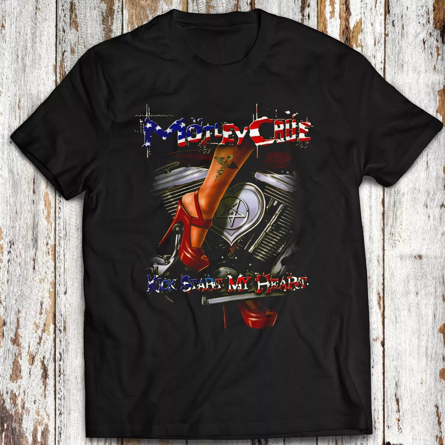 Motley Crue Shirt Kickstart My Heart Dr. Feelgood Nikki Sixx Rock Tee ...