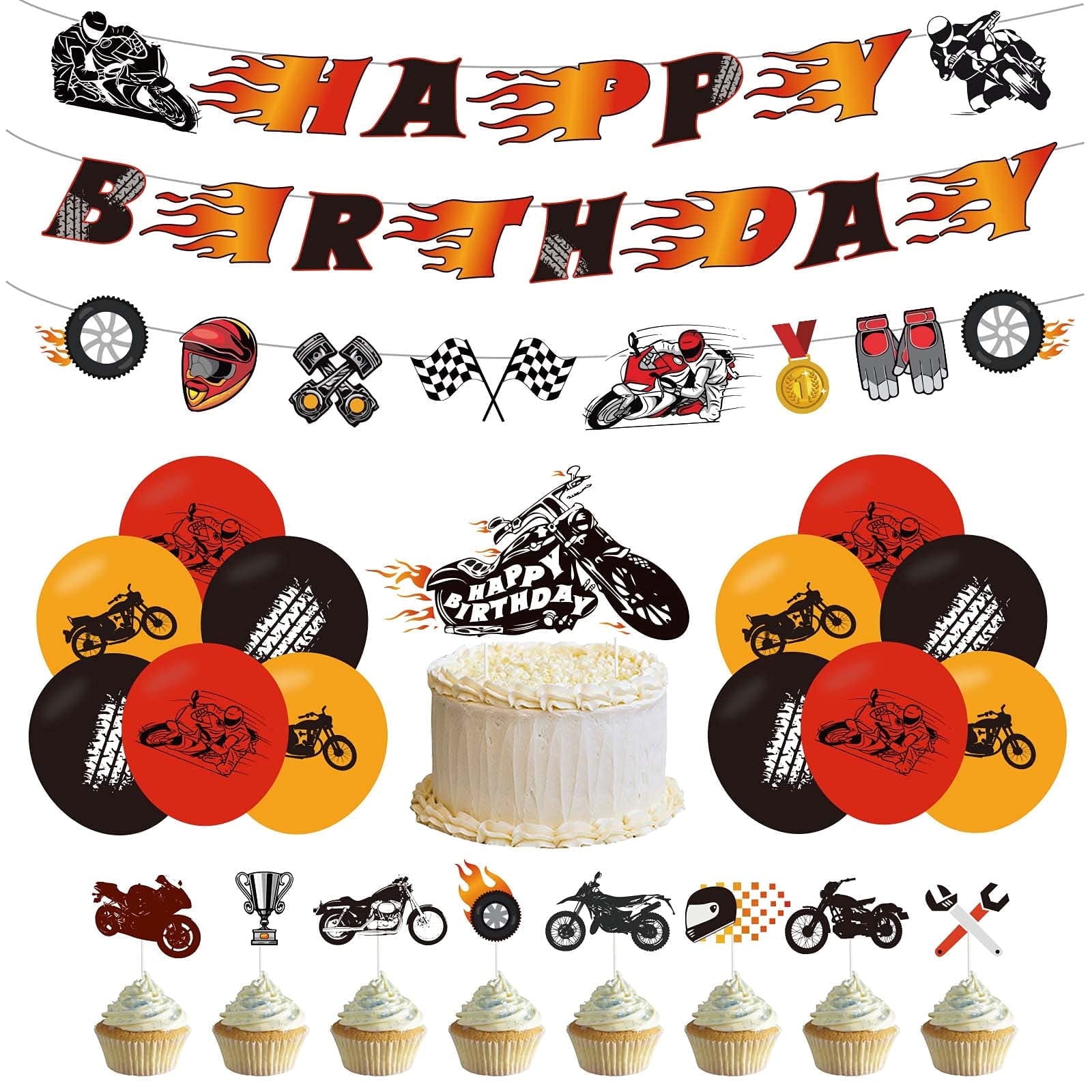 Moto Birthday Decorations Party Supply, Motocross Themed Birthday Decor ...