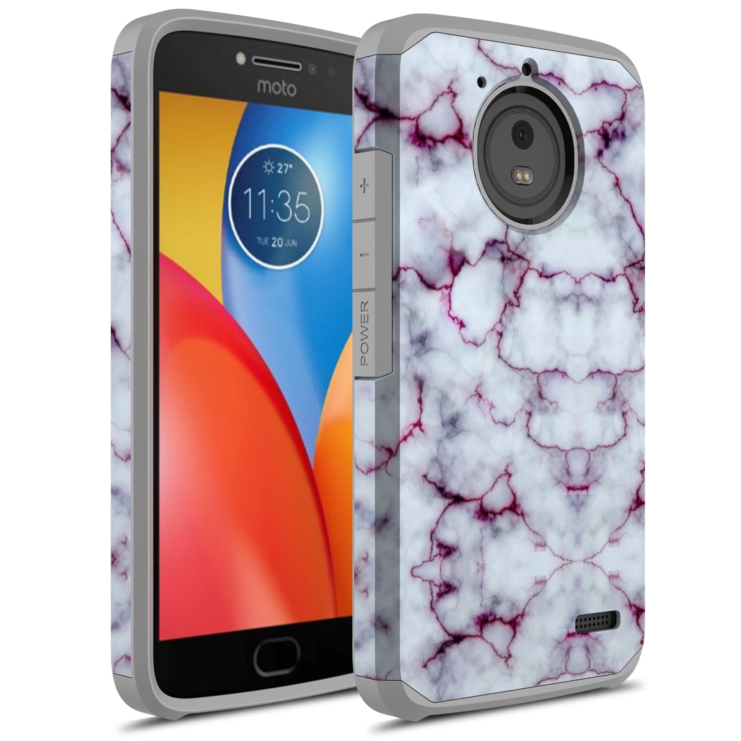 Moto E4 Case, KAESAR Hybrid Dual Layer Shockproof Hard Cover Graphic ...
