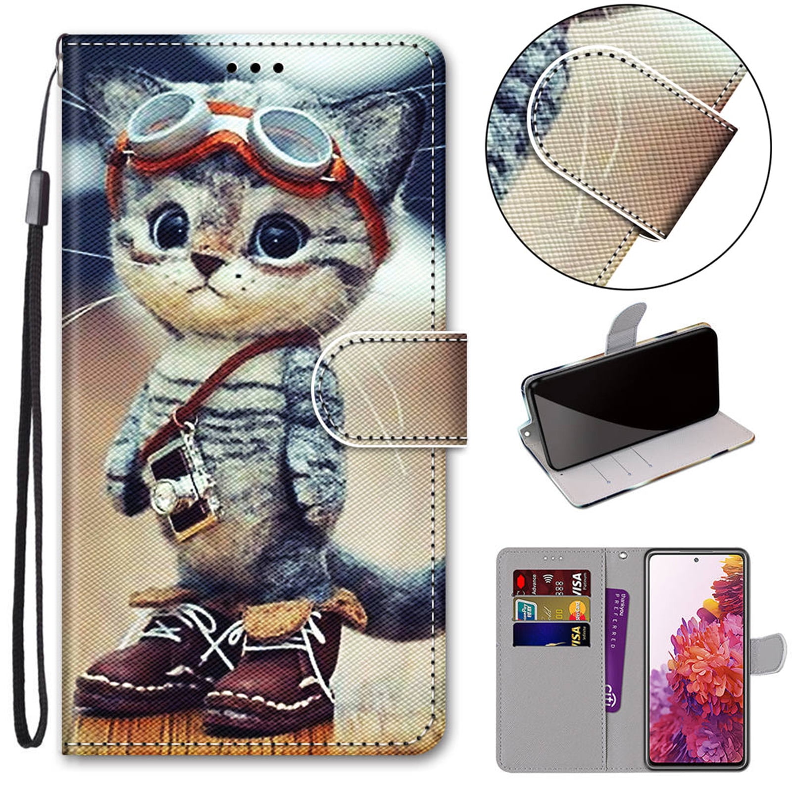 For Moto E6 Case, Mantto PU Leather Phone Case With Hand Rope Strap ...