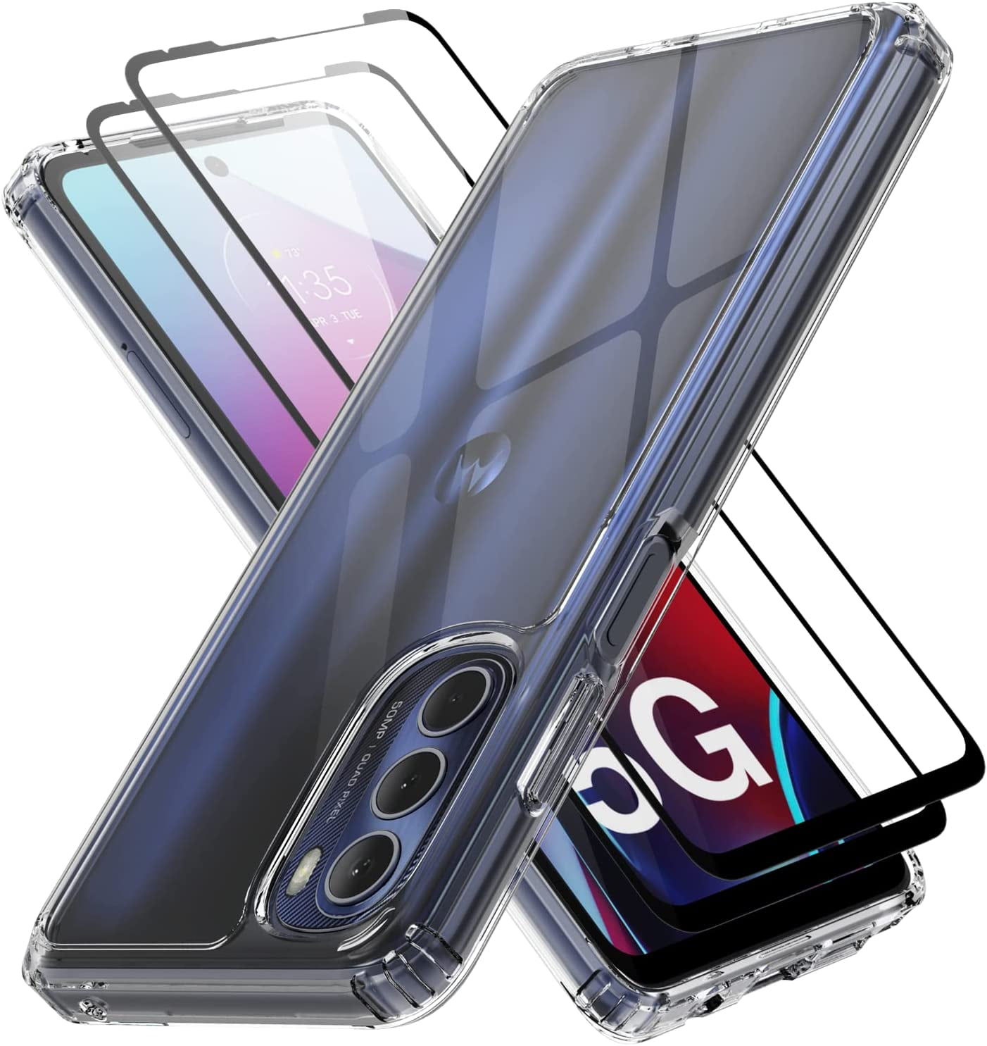 Moto G Stylus 5G 2022 Case and Screen Protector, CBUS Flex-Gel Case & 2x Glass Screen Protectors ...