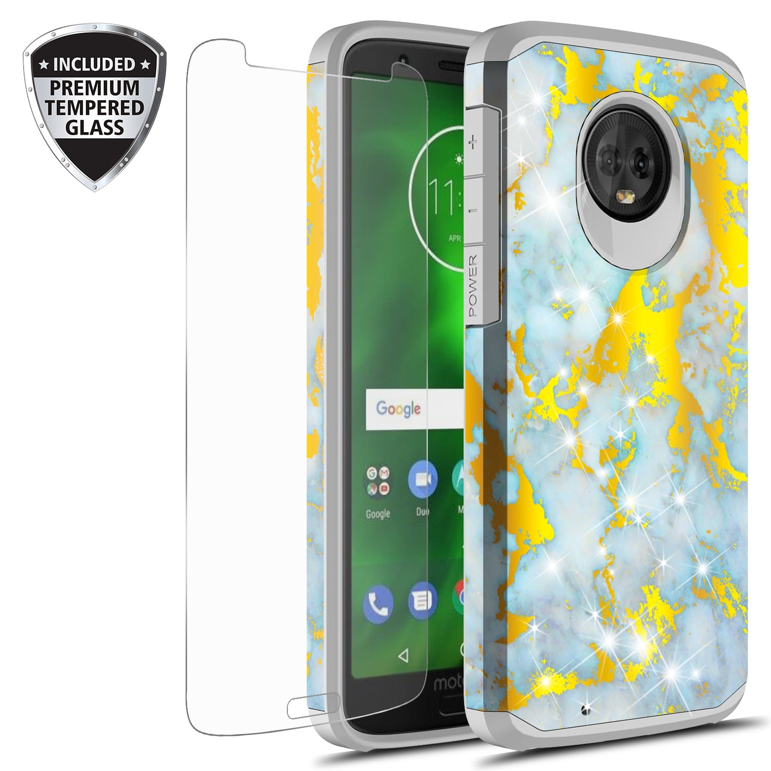 Moto G6 Case With Tempered Glass Screen Protector, KAESAR Slim Hybrid ...