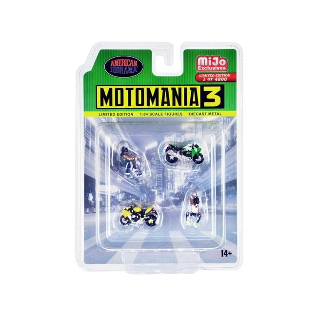 Moto Mania 3 4 piece Diecast Set (2 Figurines and 2 Motorcycles) for 1/ ...