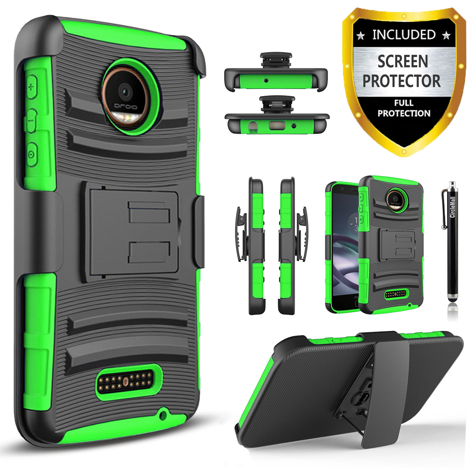Moto Z Force Droid Case, Moto Z Play Case, Dual Layers [Combo Holster ...