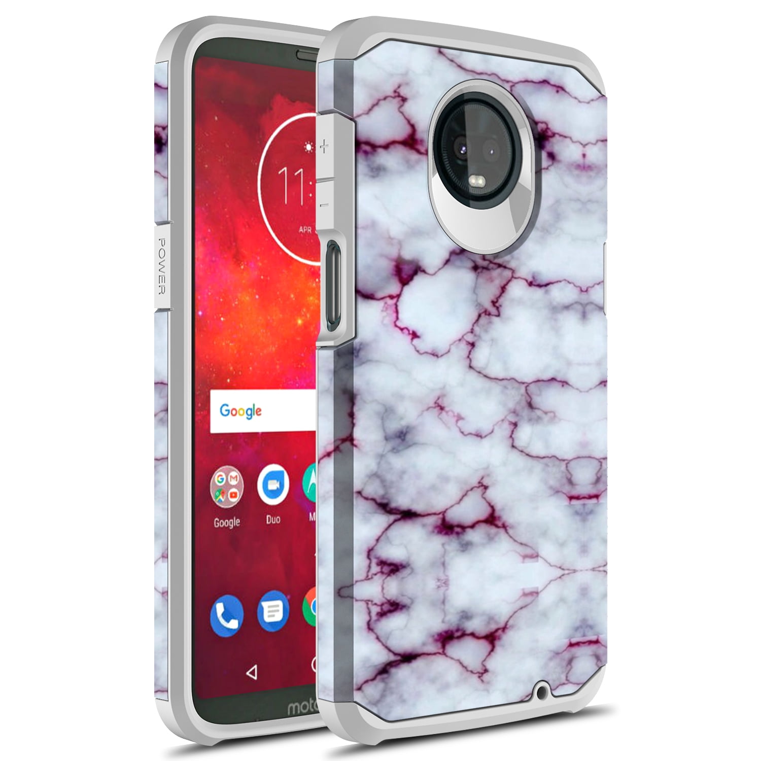 Moto Z3 Case, Moto Z3 Play Case, Rosebono Slim Hybrid Shockproof Hard ...
