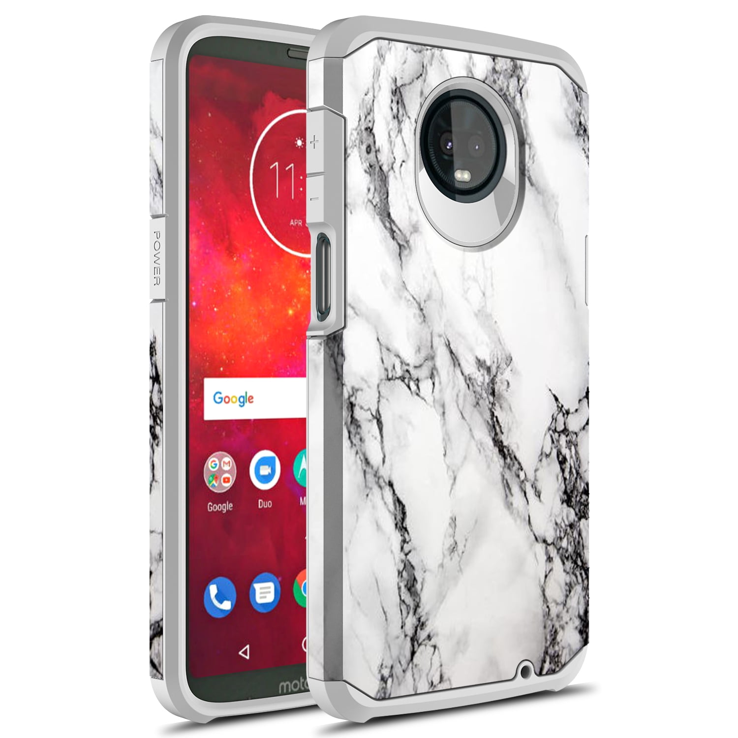 Moto Z3 Case, Moto Z3 Play Case, Rosebono Slim Hybrid Shockproof Hard ...